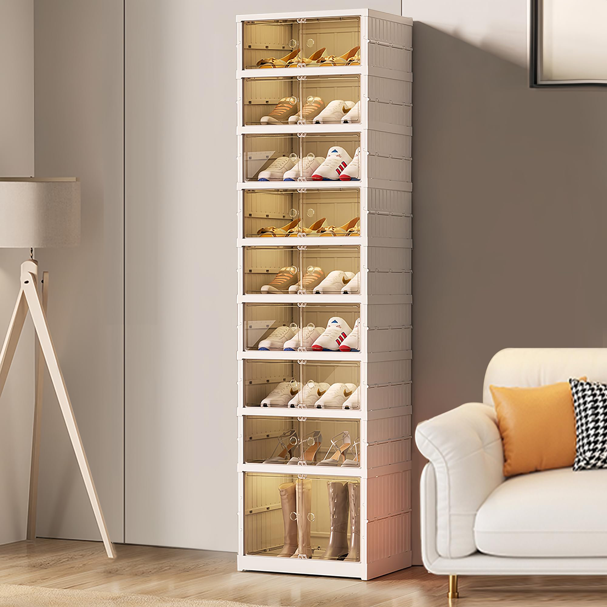 Rebrilliant Foldable Shoe Rack With Wheels, Shoe Organizer With ...