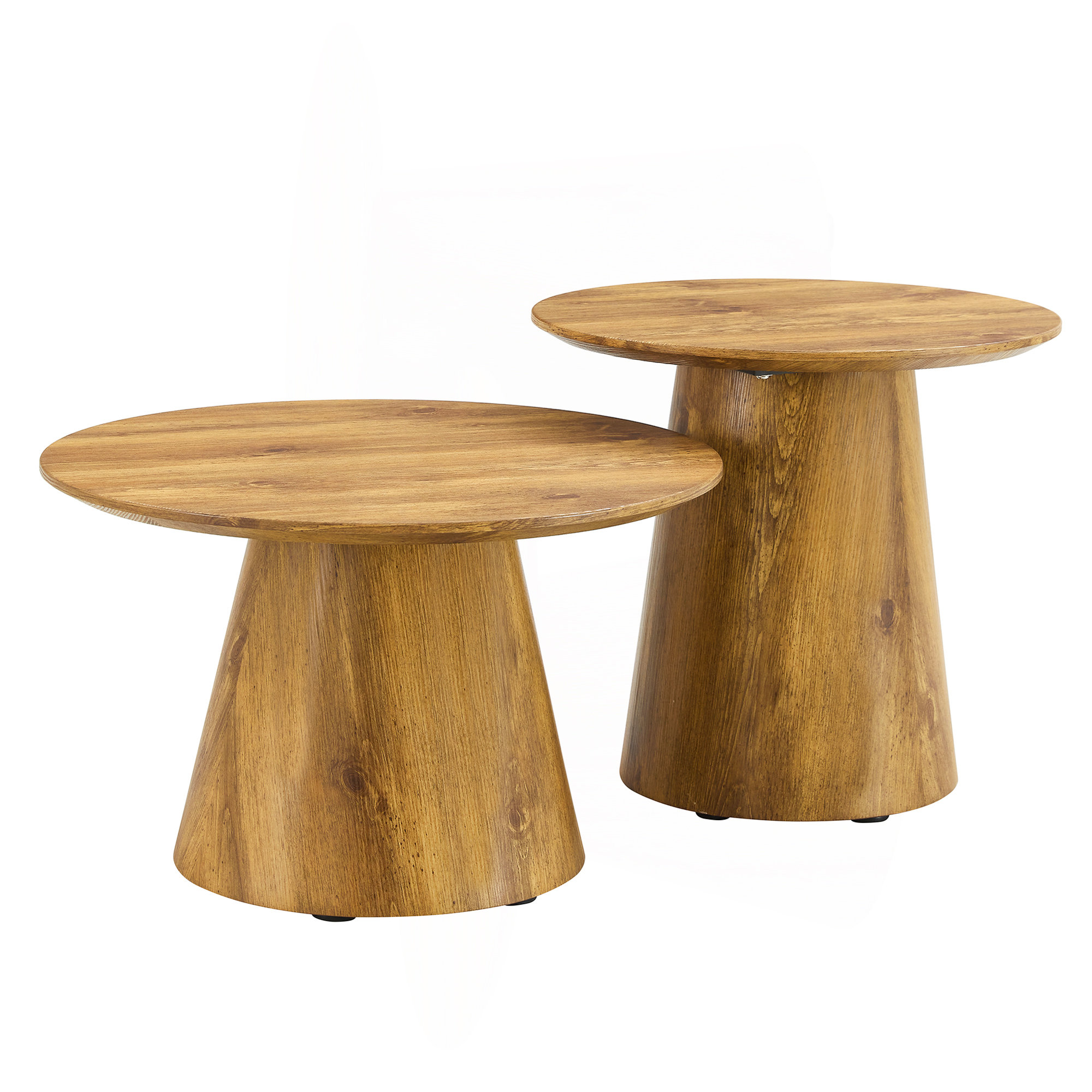 George Oliver Natural Wood Grain MDF Round Coffee Table - 25.6 ...