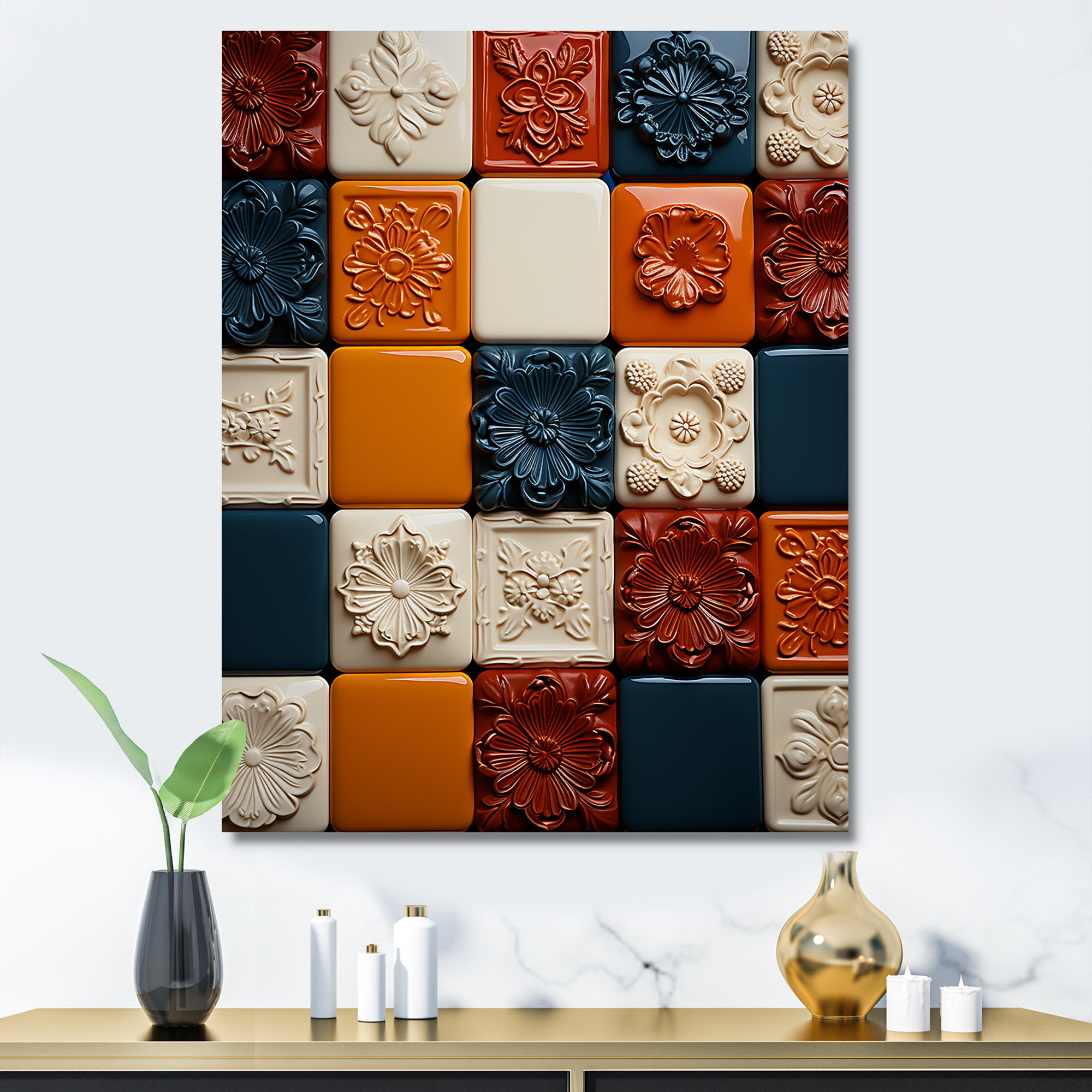 Bungalow Rose Earth Tones Color Palette Tiles I - Abstract Tile Wall ...