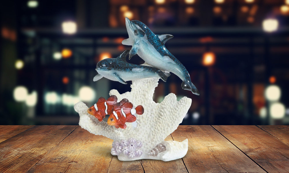 Trinx Jelske 8"H Blue Dolphin and Red Clownfish Figurine Unique Gifts ...