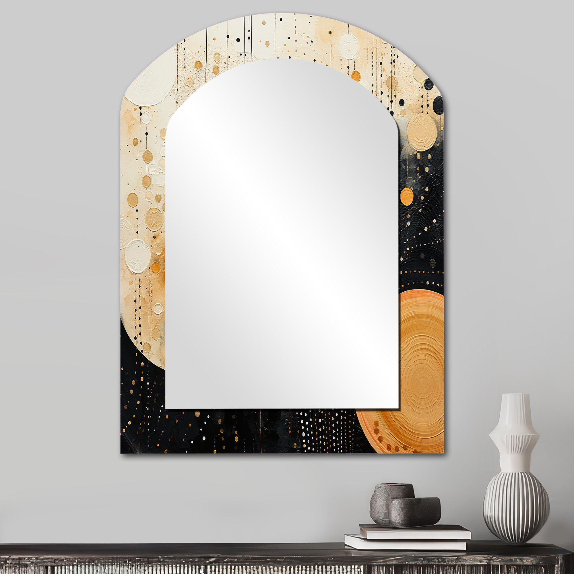 Dakota Fields Monochrome Medley IV - Large Arched Wall Mirror On Metal ...