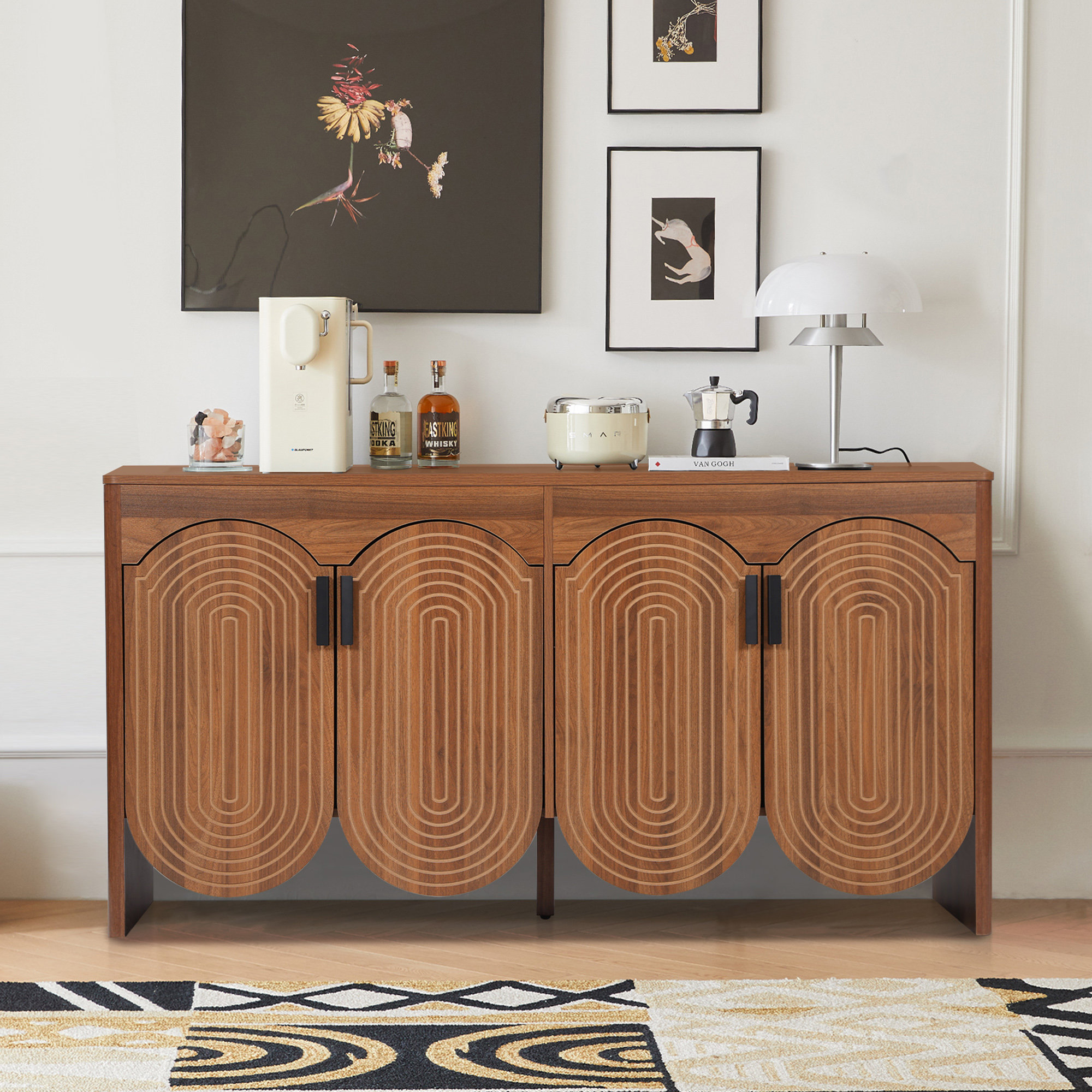 Wrought Studio™ Lenord 57.9" Fluted 4-Door Sideboard & Reviews | Wayfair
