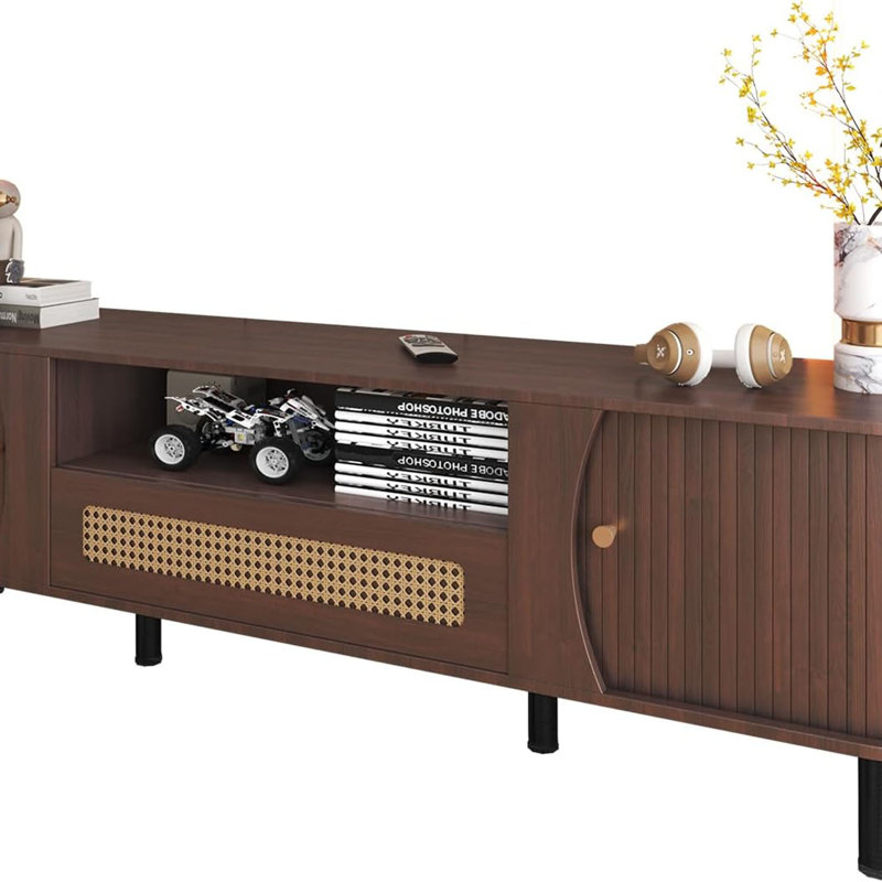 17 Stories Farmhouse Curved Round Edge TV And Media Console Table With ...