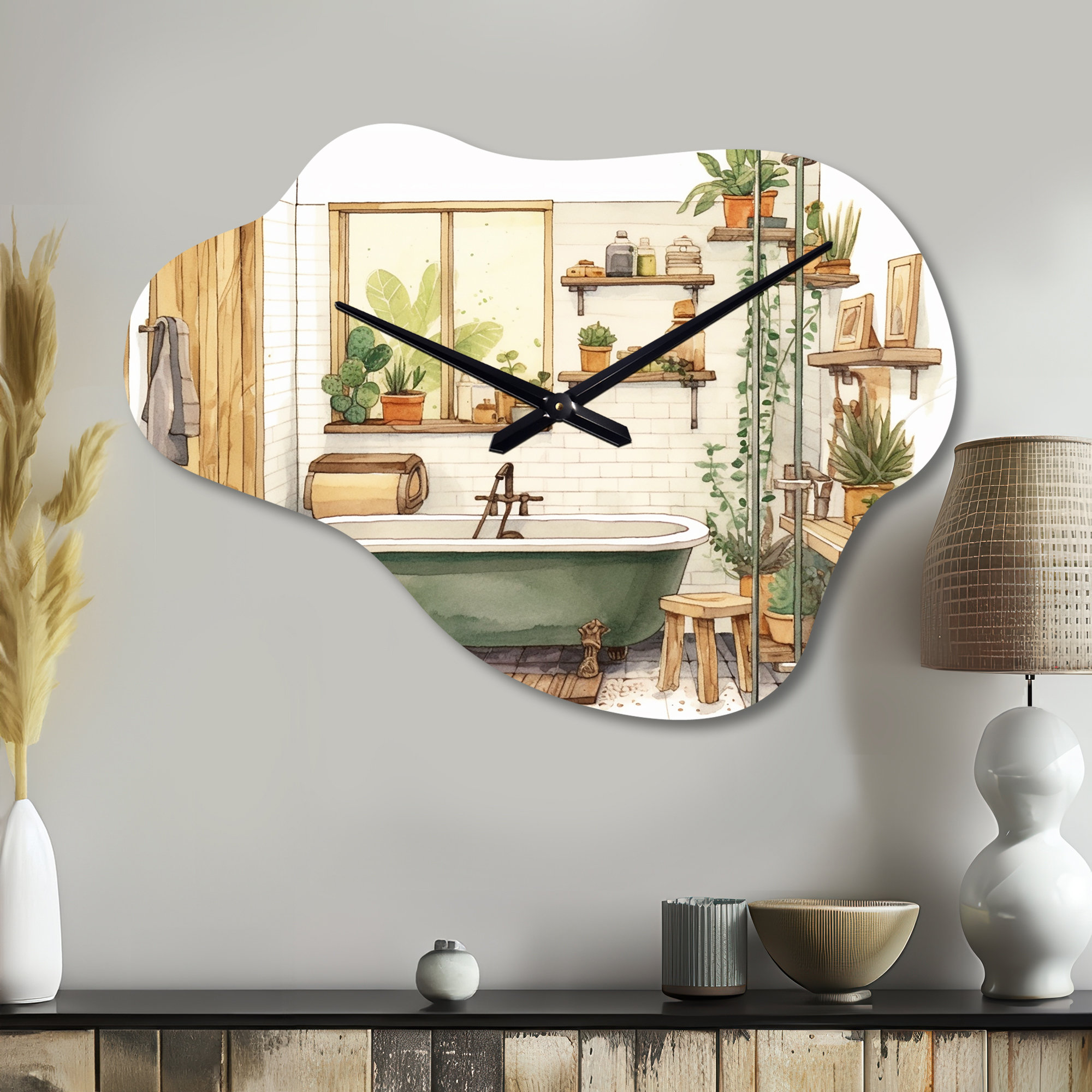 Design Art Natural Bathroom Decor XI - Asymmetrical Bathroom Metal ...