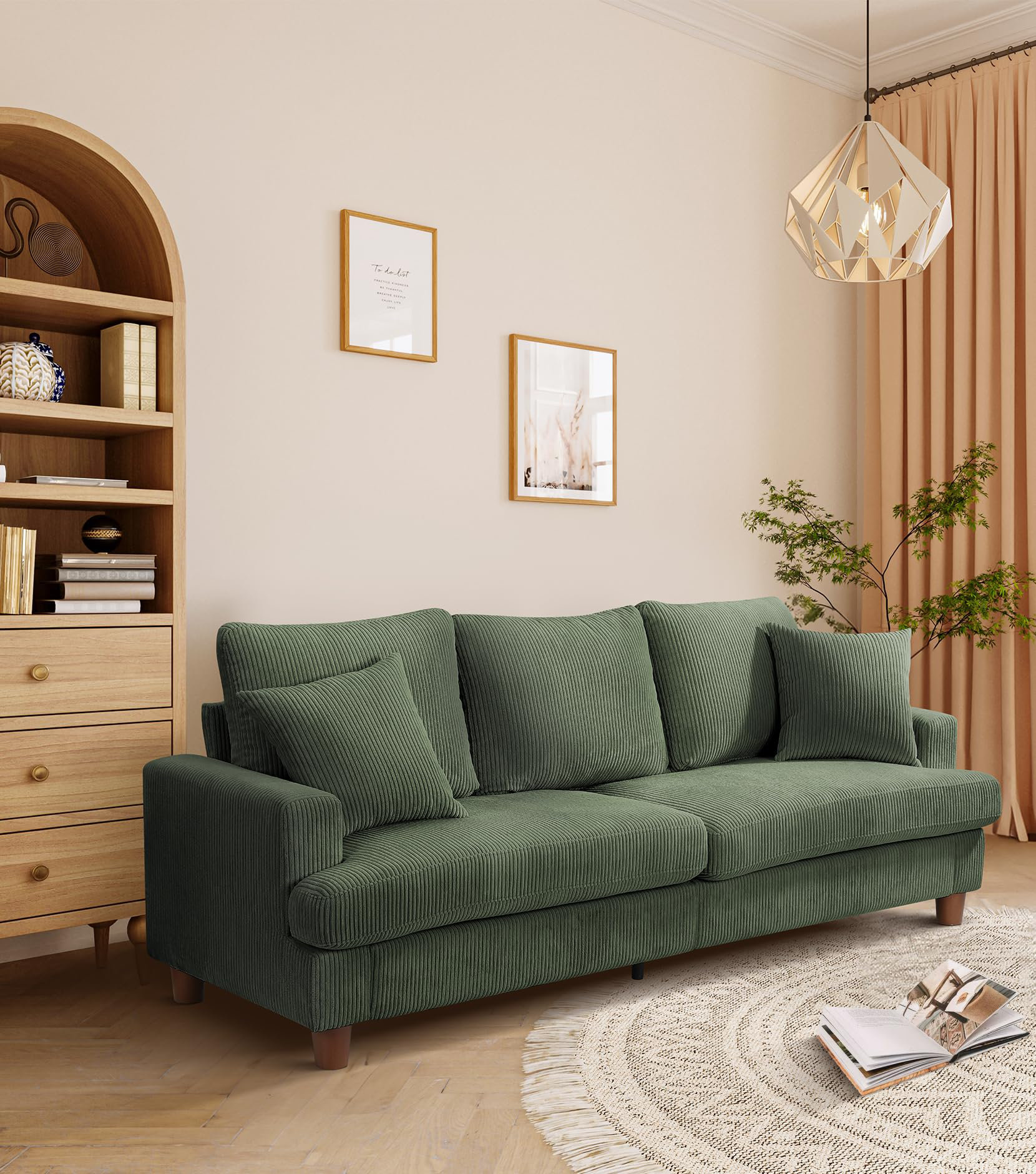 Ebern Designs 87in velvet sofa with 2 pillows & Reviews - Wayfair Canada