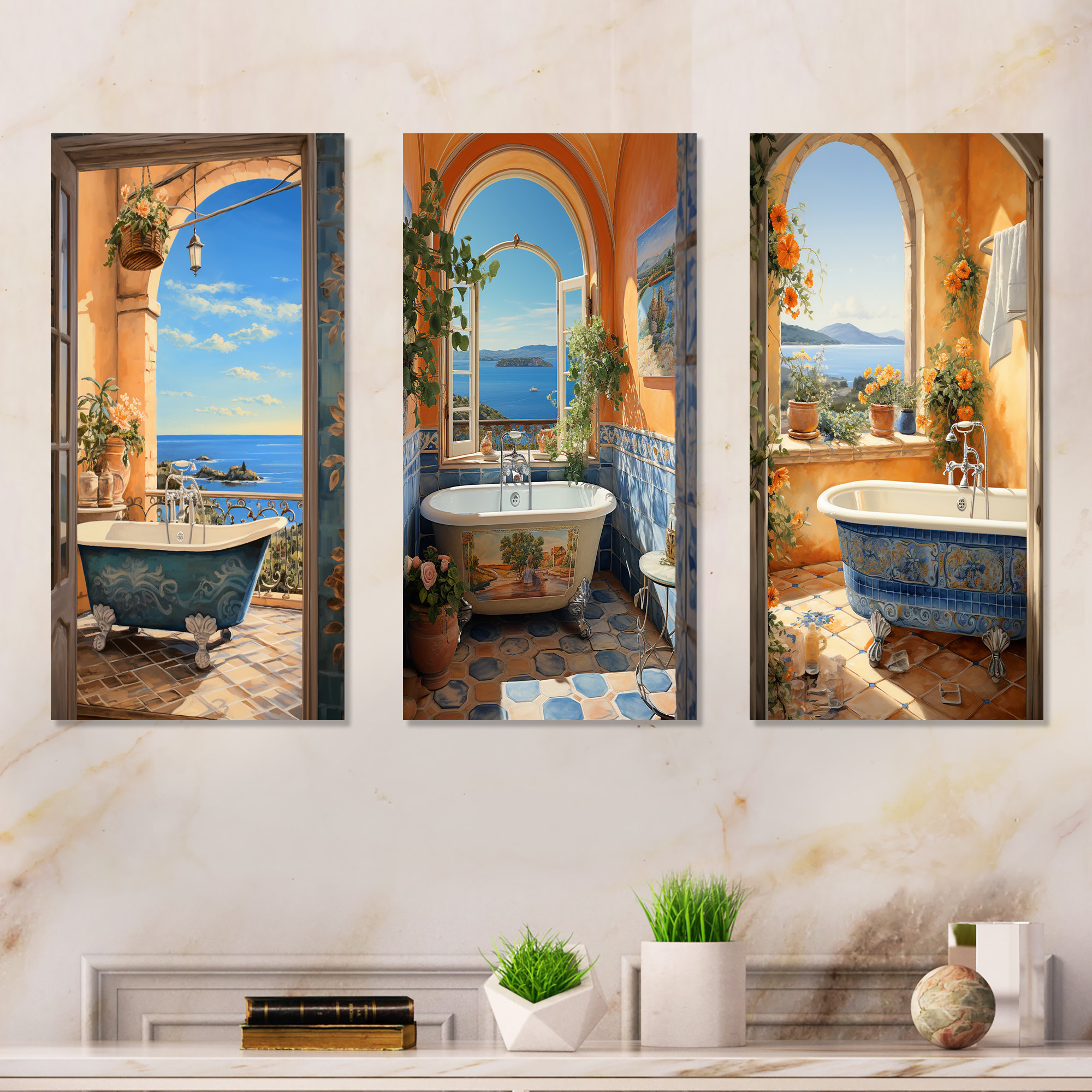 Red Barrel Studio Blue Italian Bath Serenity II - Bathroom Metal Wall ...