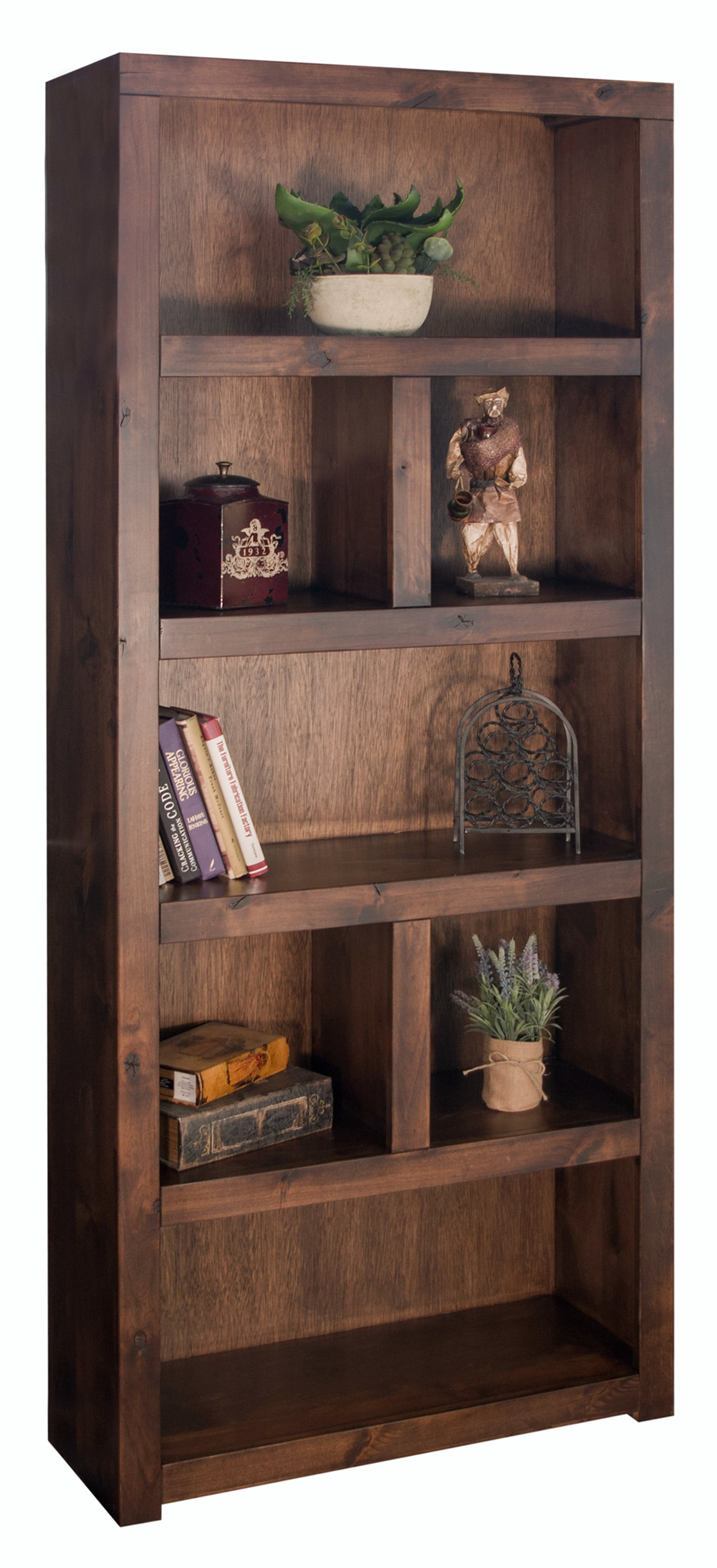 Loon Peak® Elleise 79 inch high Bookcase, No Assembly Required, Whiskey ...