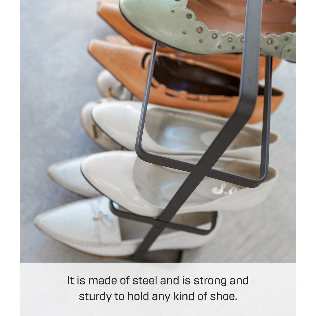 Yamazaki Home Shoe Rack, Wide, Short, Steel, Short, Holds 6 to 9 shoes ...