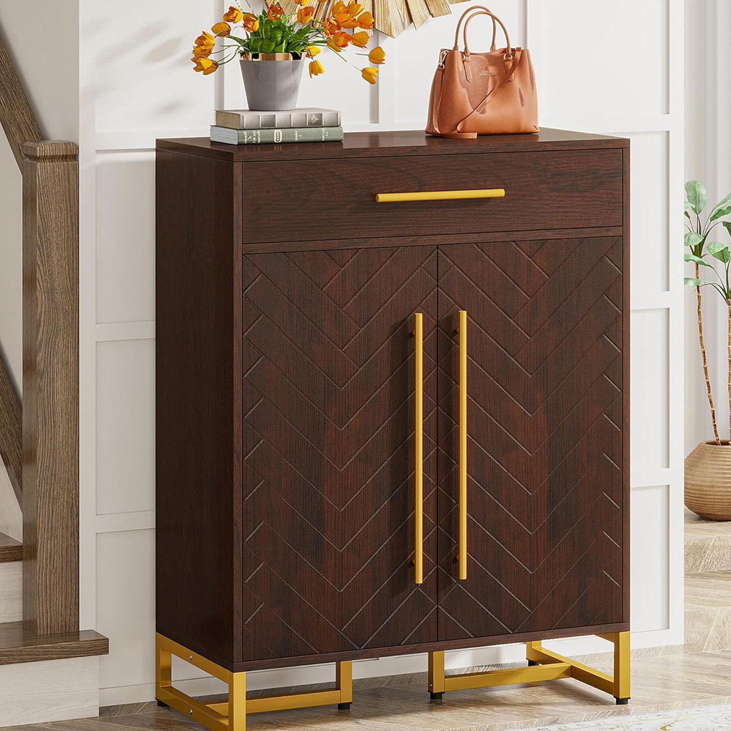 Leader Books 20 Pairs Shoe Storage Cabinet with Drawer,Adjustable ...