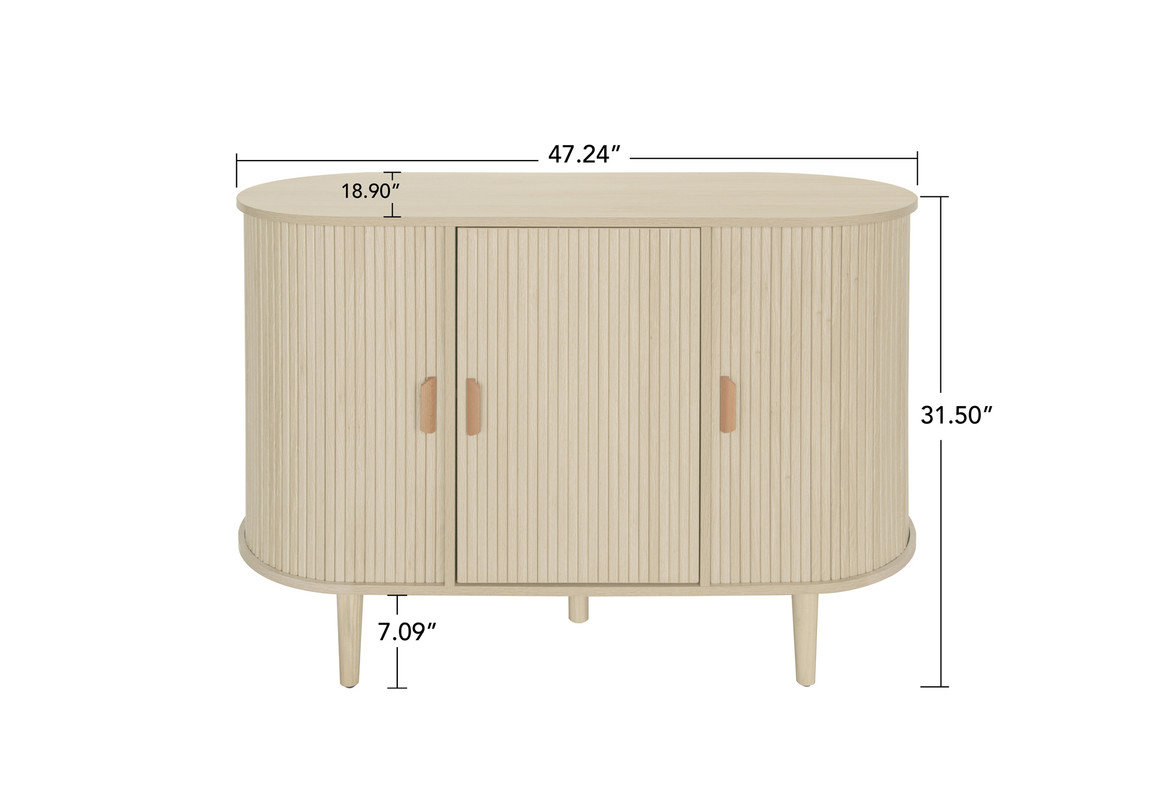 Ebern Designs Rounded corner 3-Door Buffet Cabinet | Wayfair