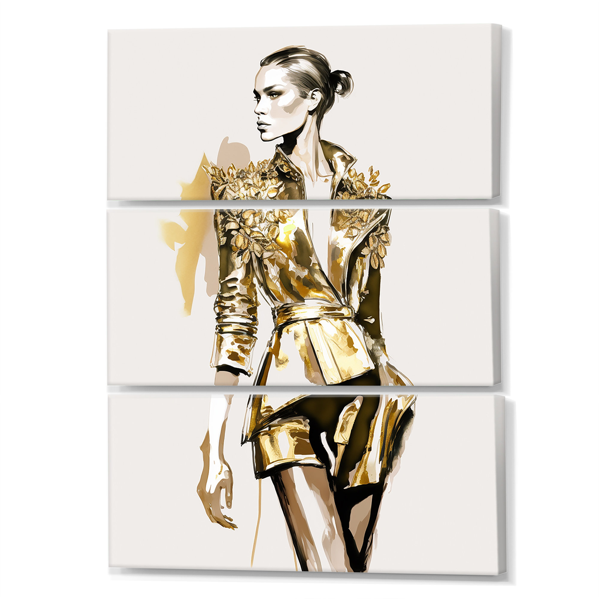 Mercer41 Exquisite Model Haute Couture Gold I - Fashion Woman Canvas ...
