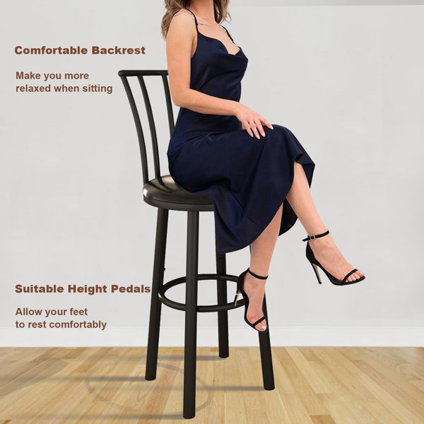 17 Stories Navonte Faux Leather Upholstered Bar Stool Swivel Bar Chair ...