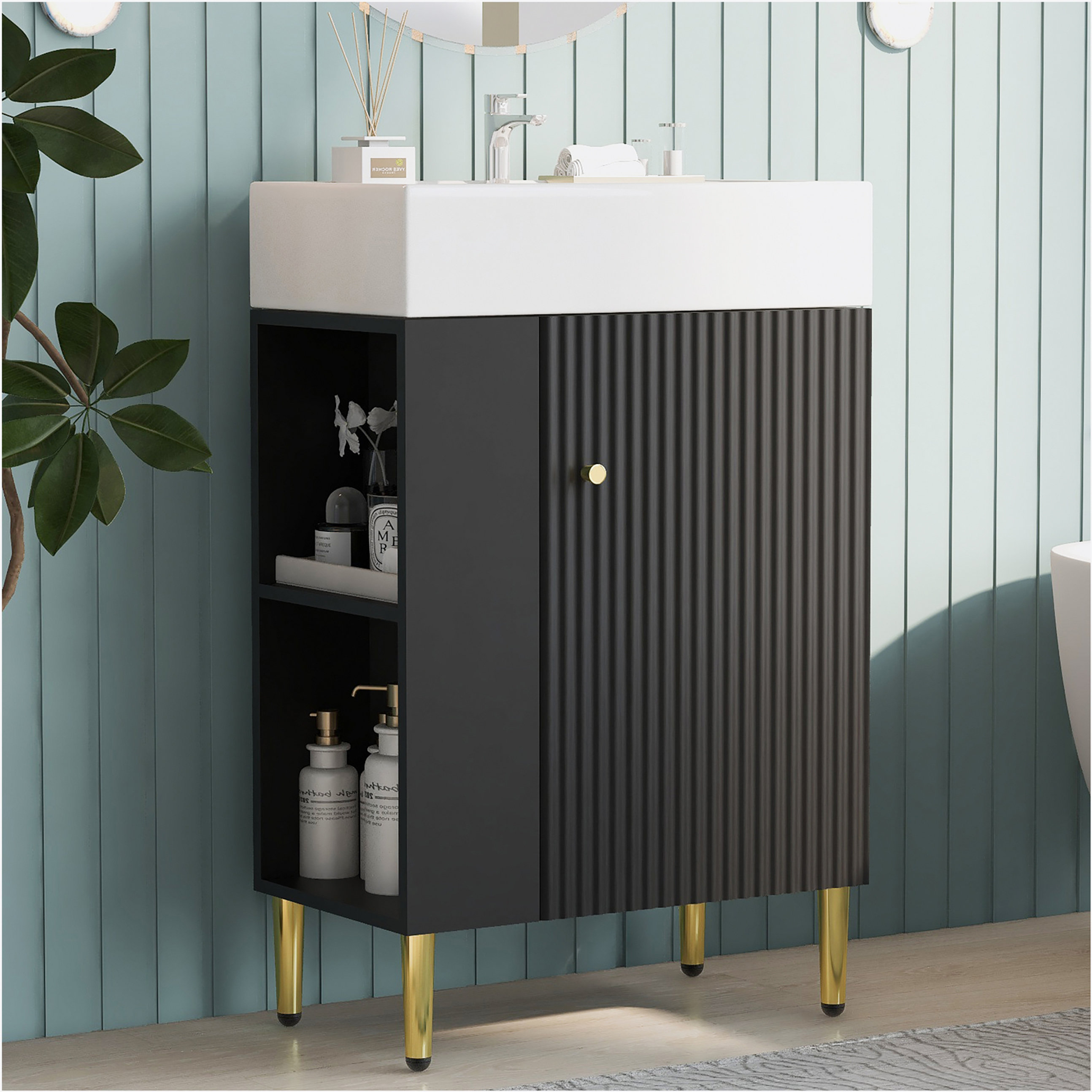Everly Quinn 21.6" Bathroom vanity, Combo Cabinet, Bathroom Storage ...