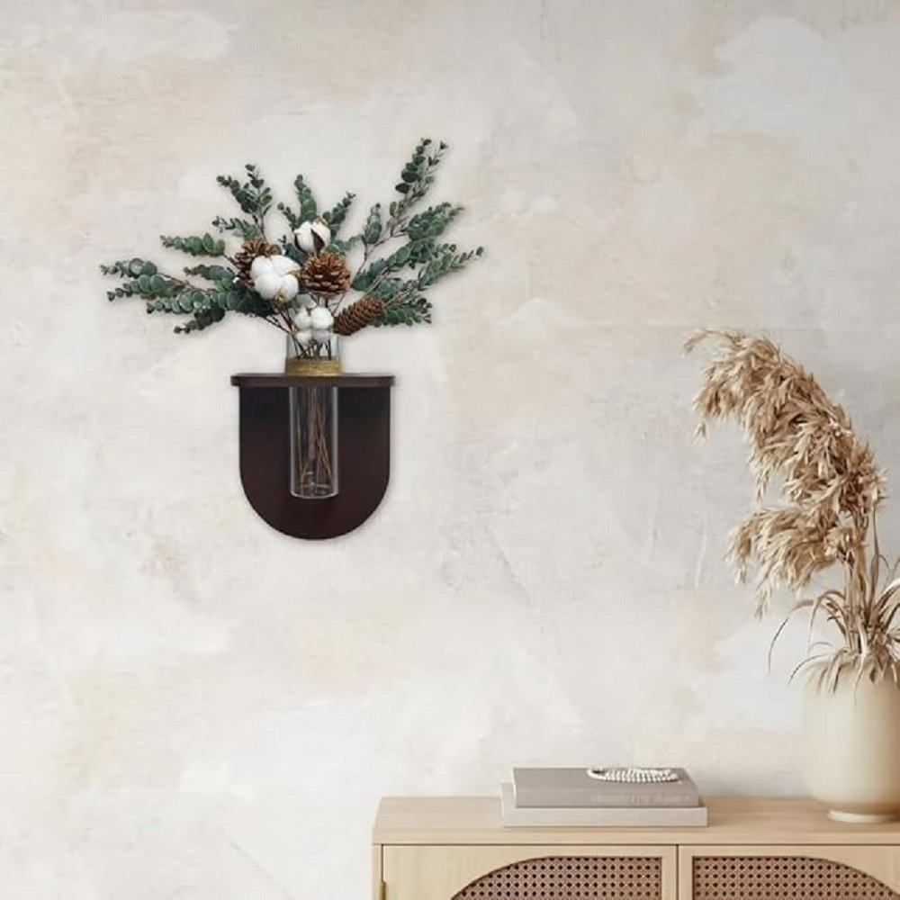 Latitude Run® Wall Mounted Flower Vase - Wood Floating Shelf Holder ...