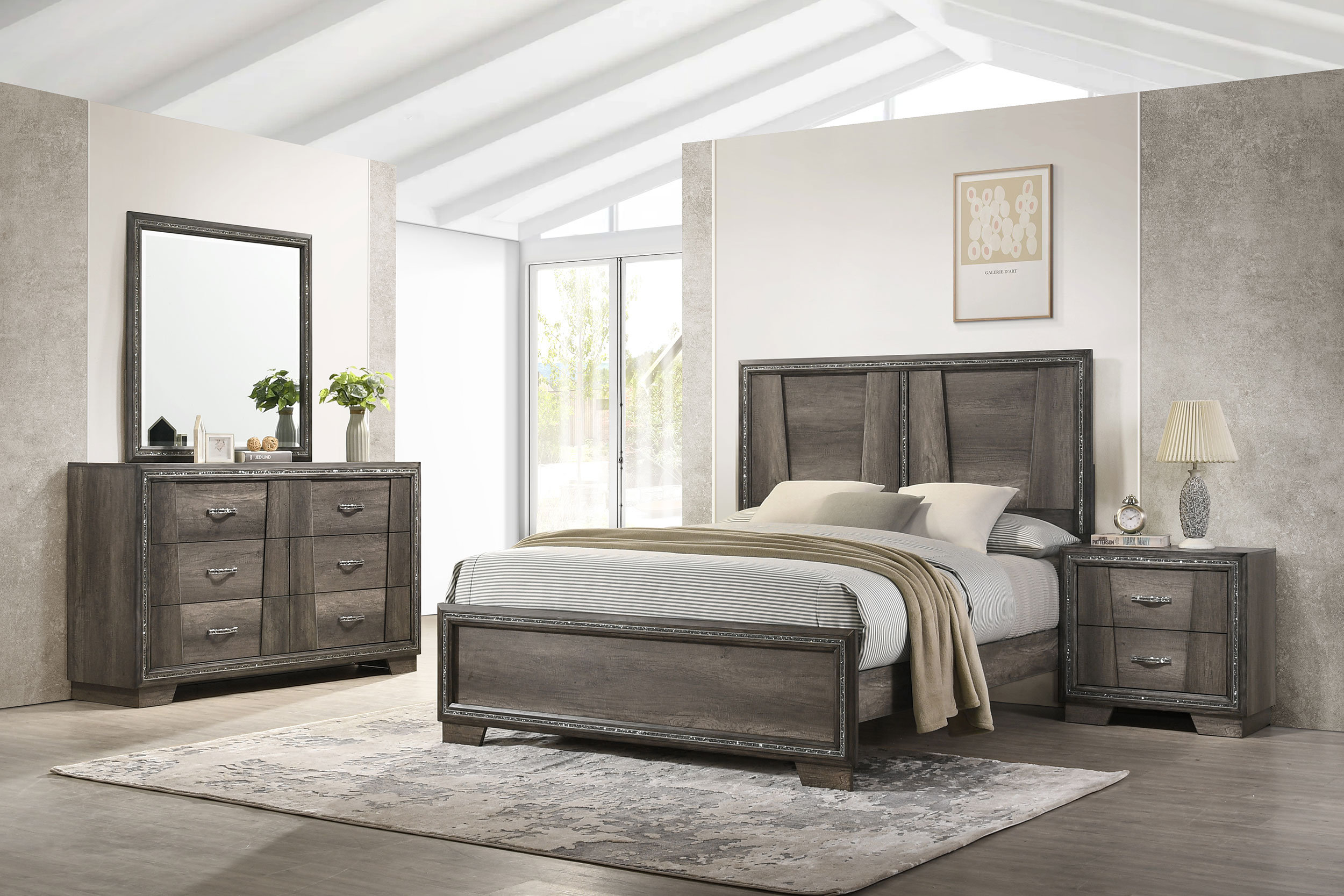 Gracie Oaks Janine 4-Piece Queen Bedroom Set Grey | Wayfair