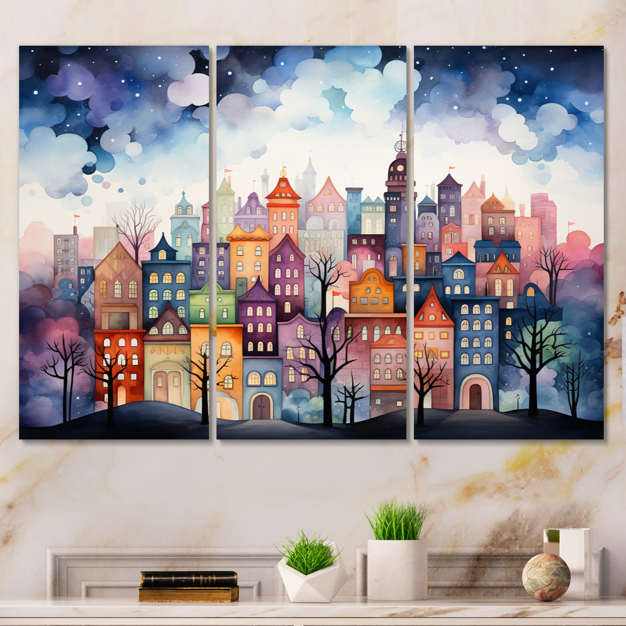 Design Art Bold Cityscape Urban Fog II - Cityscapes Metal Wall Decor ...