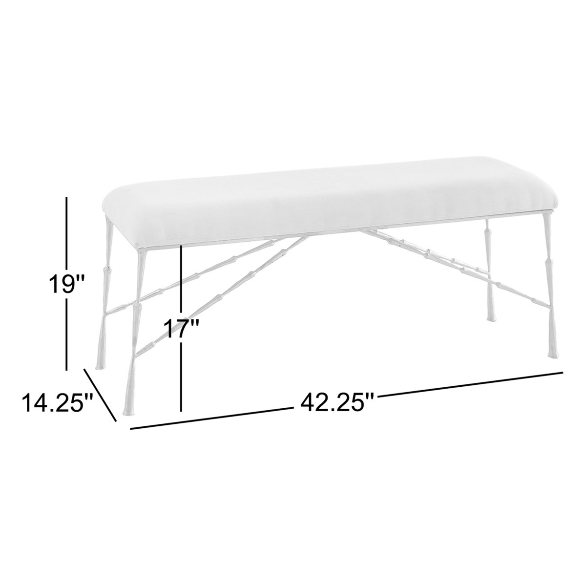 Global Views Spike Bench w/Muslin Cushion-Antique Brass-Lg | Perigold