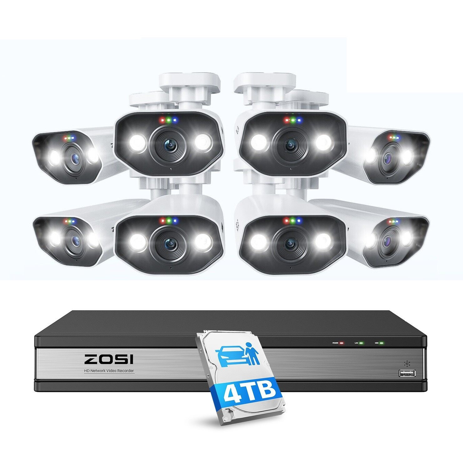 ZOSI 16CH 4K NVR PoE Security Camera System, 5MP Outdoor Spotlight ...