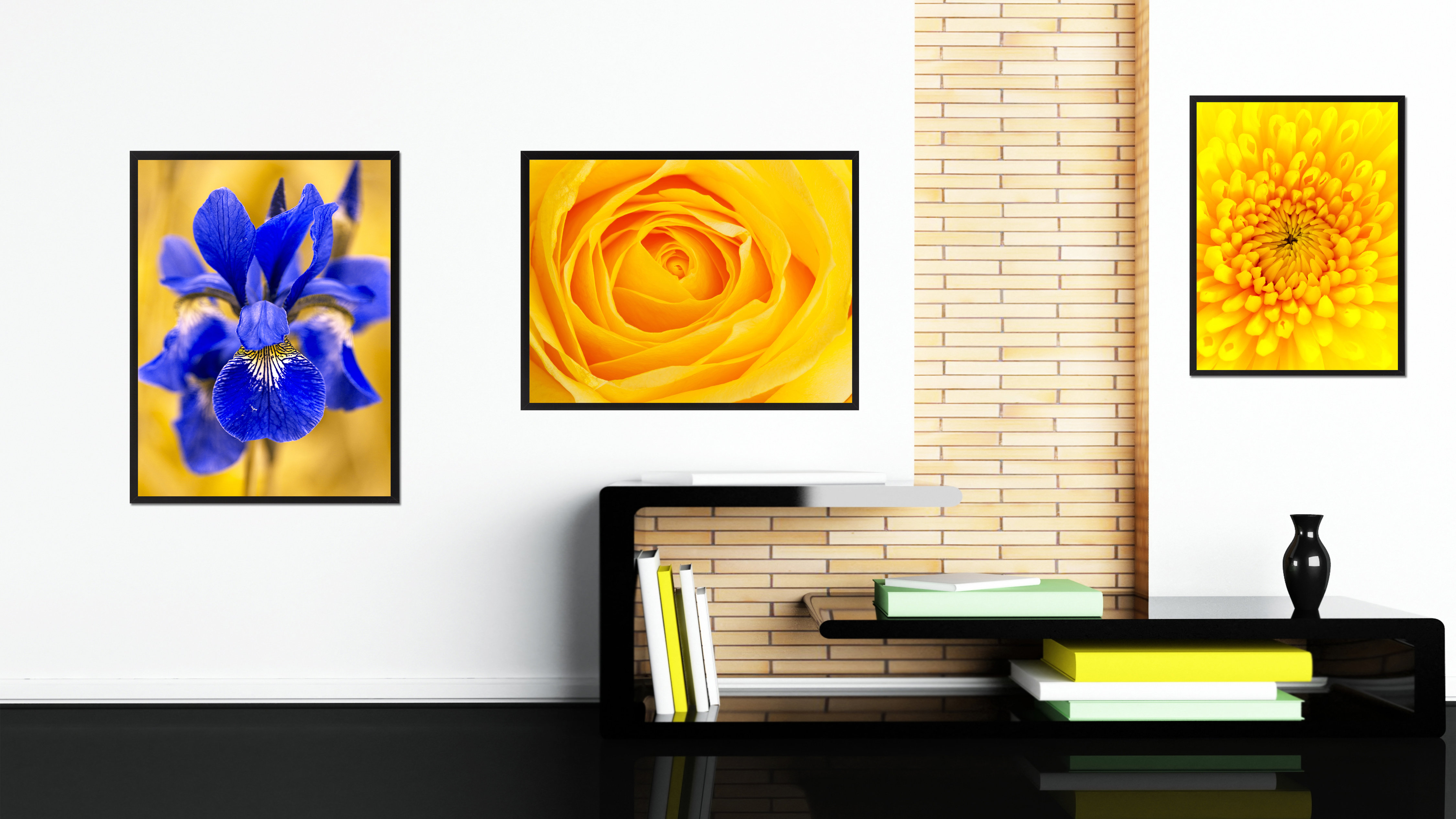 Winston Porter Yellow Rose Flower Print on Canvas with Picture Frame ...