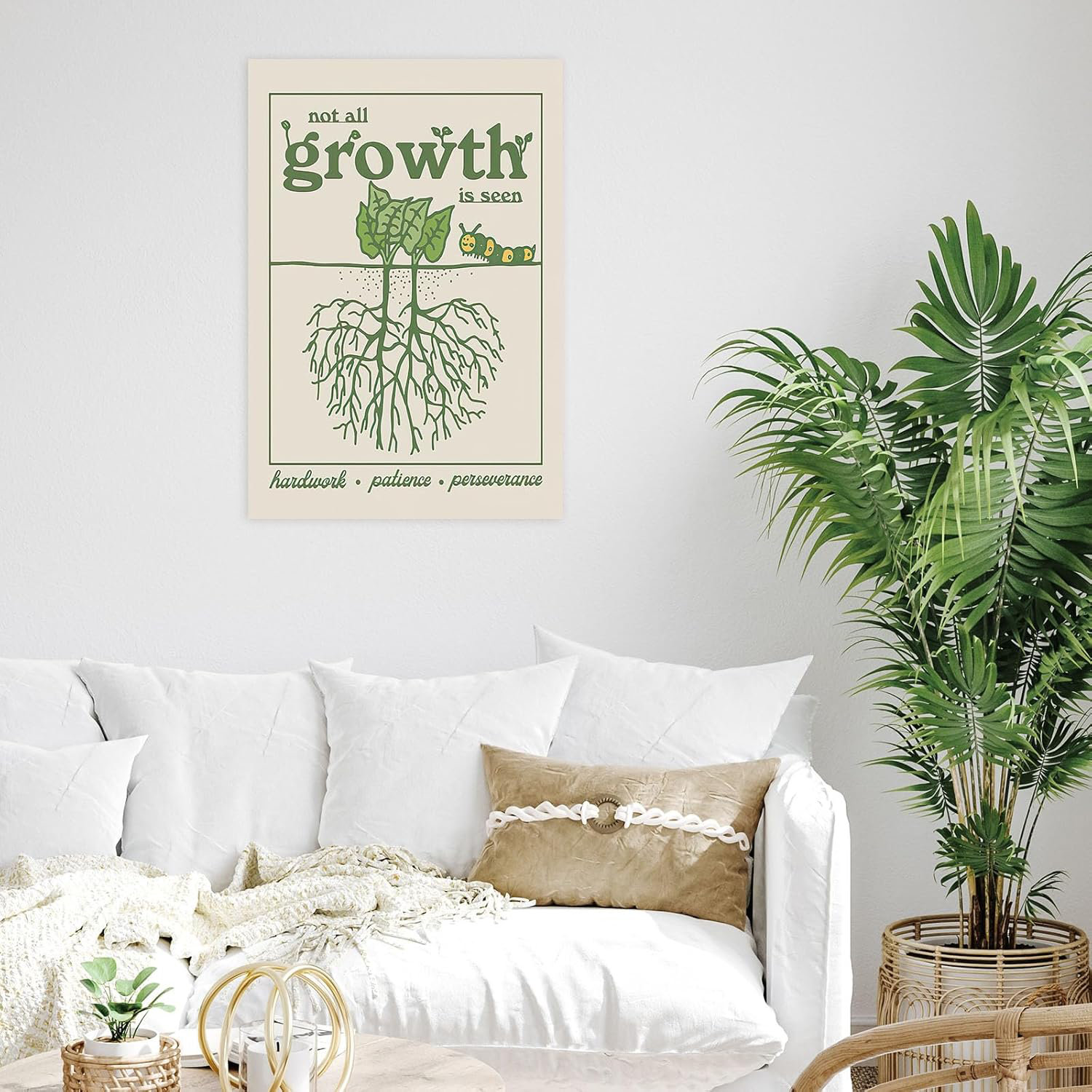 Gracie Oaks Vintage Green Plant Root Poster Wall Art Not All Growth Is ...