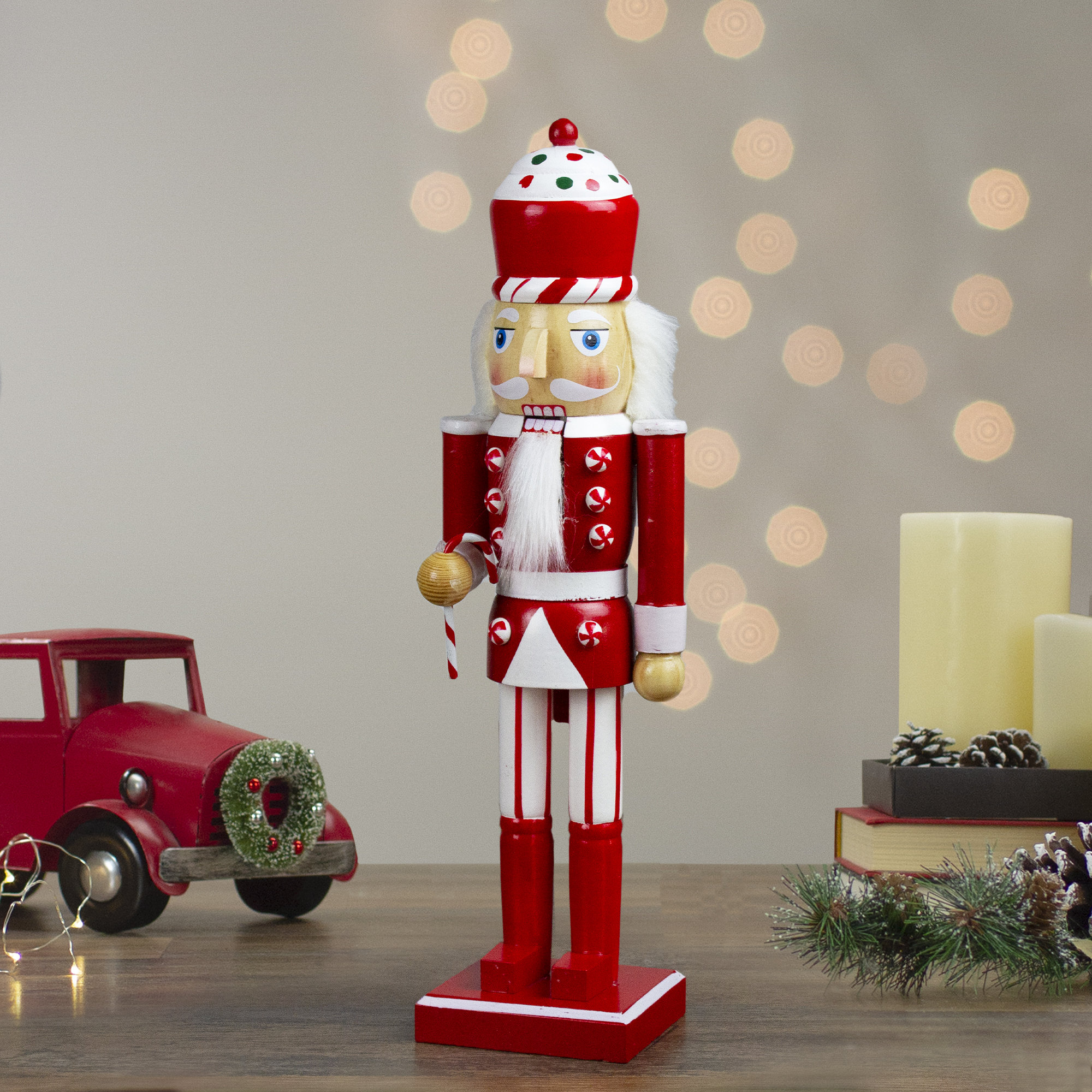 Northlight Seasonal 14" Red and White Wooden Candy Cane King Christmas ...
