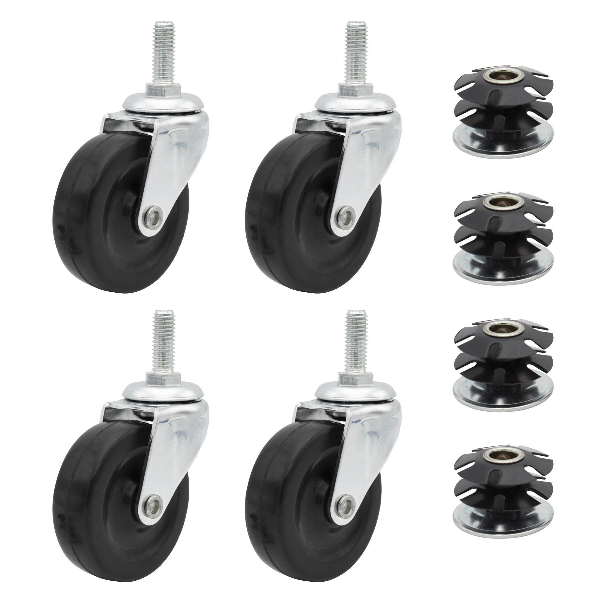 Outwater 1-1/2in. Round Metal Double Star Caster Insert Without Brakes ...