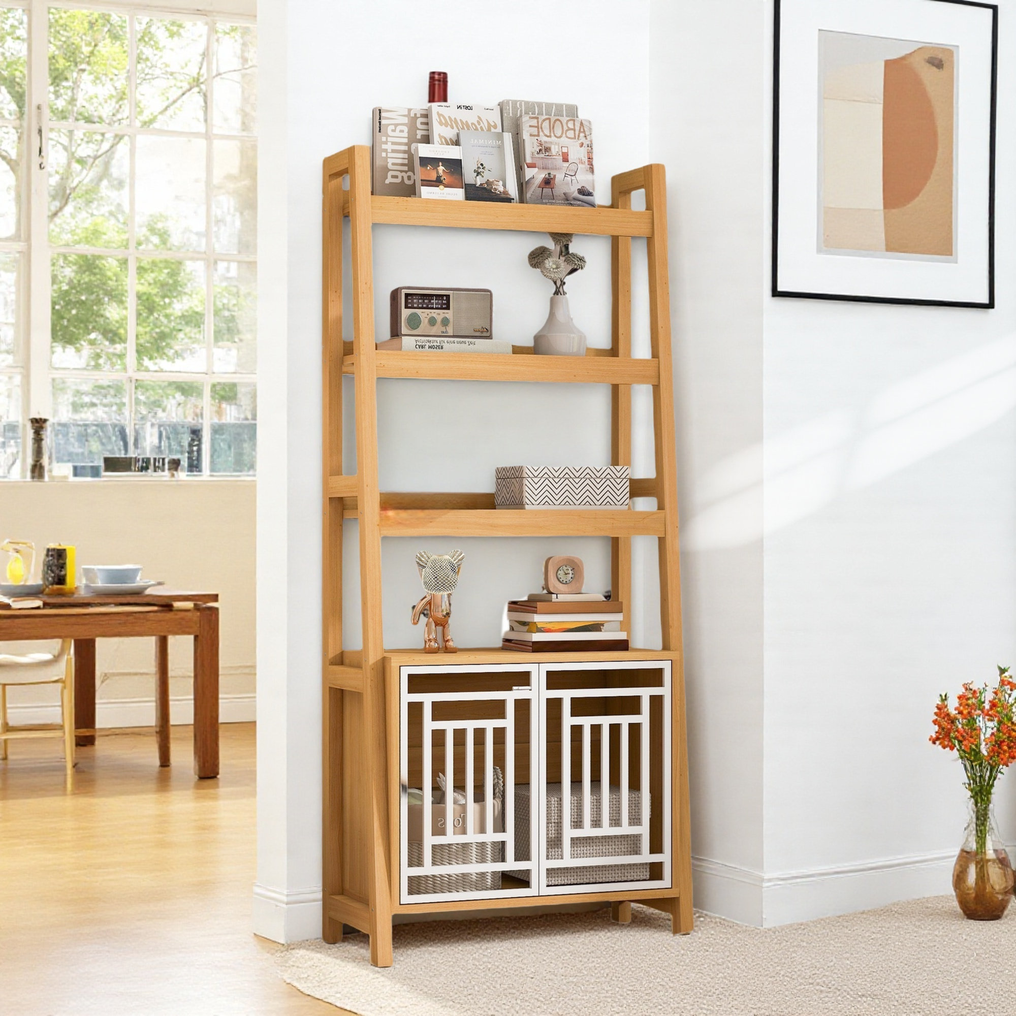 Tucker Murphy Pet™ Furniture Style Dog Crate Ladder Structure Bookcase With Three Open Shelves ...