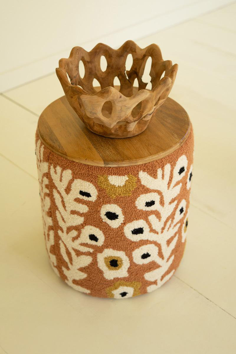 Dakota Fields ROUND AND TUFTED ACCENT TABLE WITH MANGO WOOD TOP | Wayfair