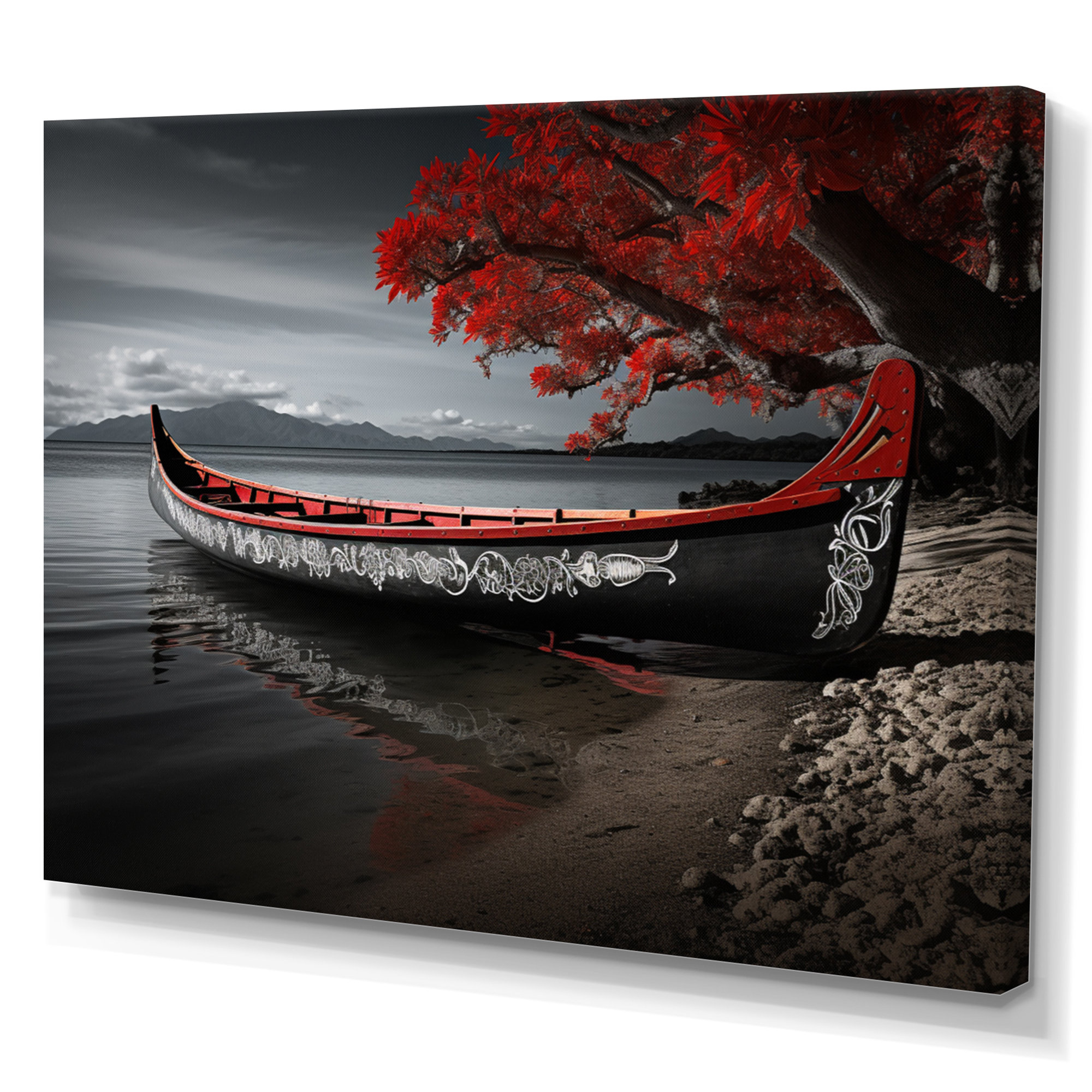 Longshore Tides Hawaii Red And Gray Monochrome Boat II On Canvas Print ...