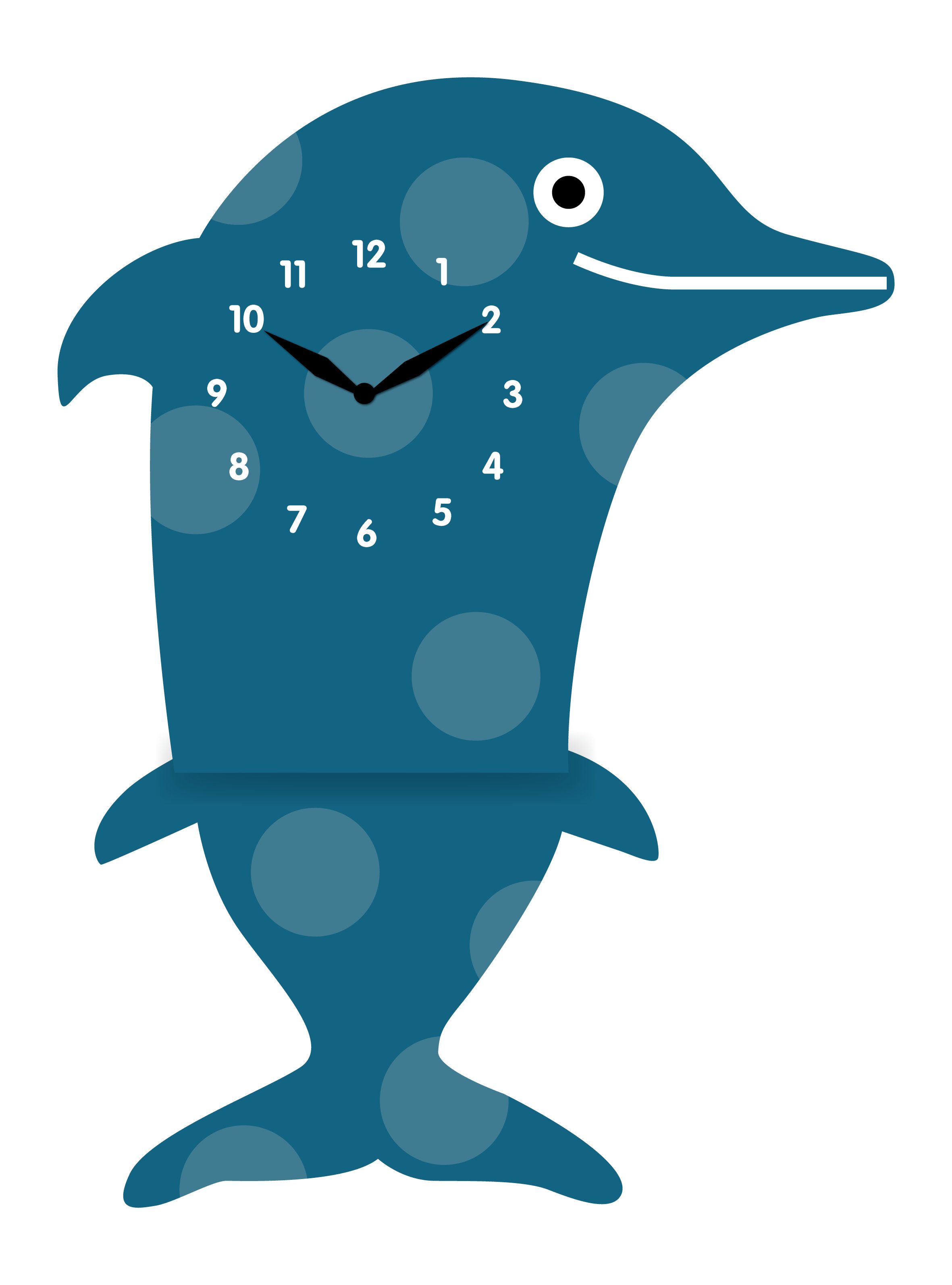 FGnano Playful Dolphin Pendulum Wall Clock, Cartoon Style, Dark and ...