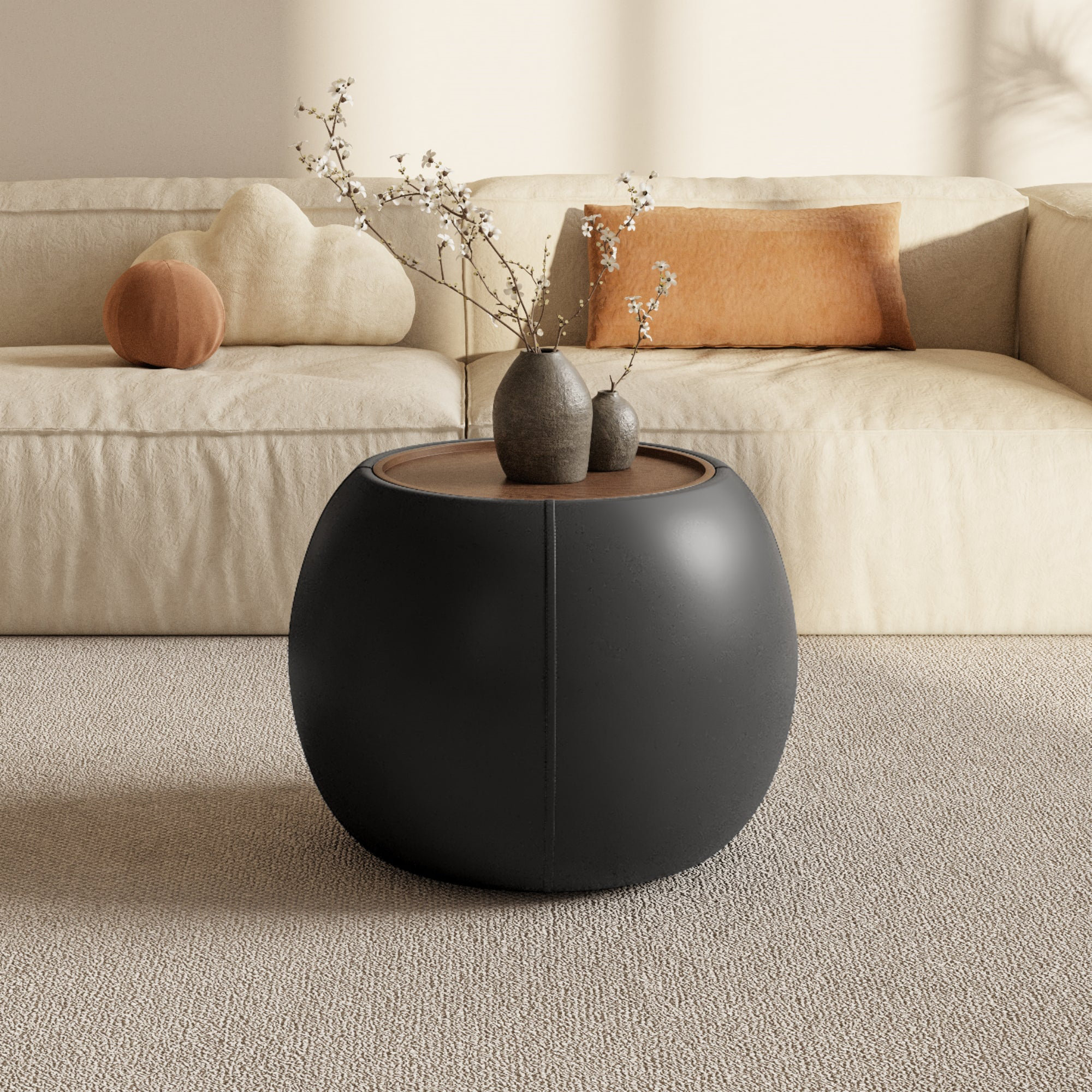 Latitude Run® Modern Round Ottoman with Storage - Multi-Function Coffee ...