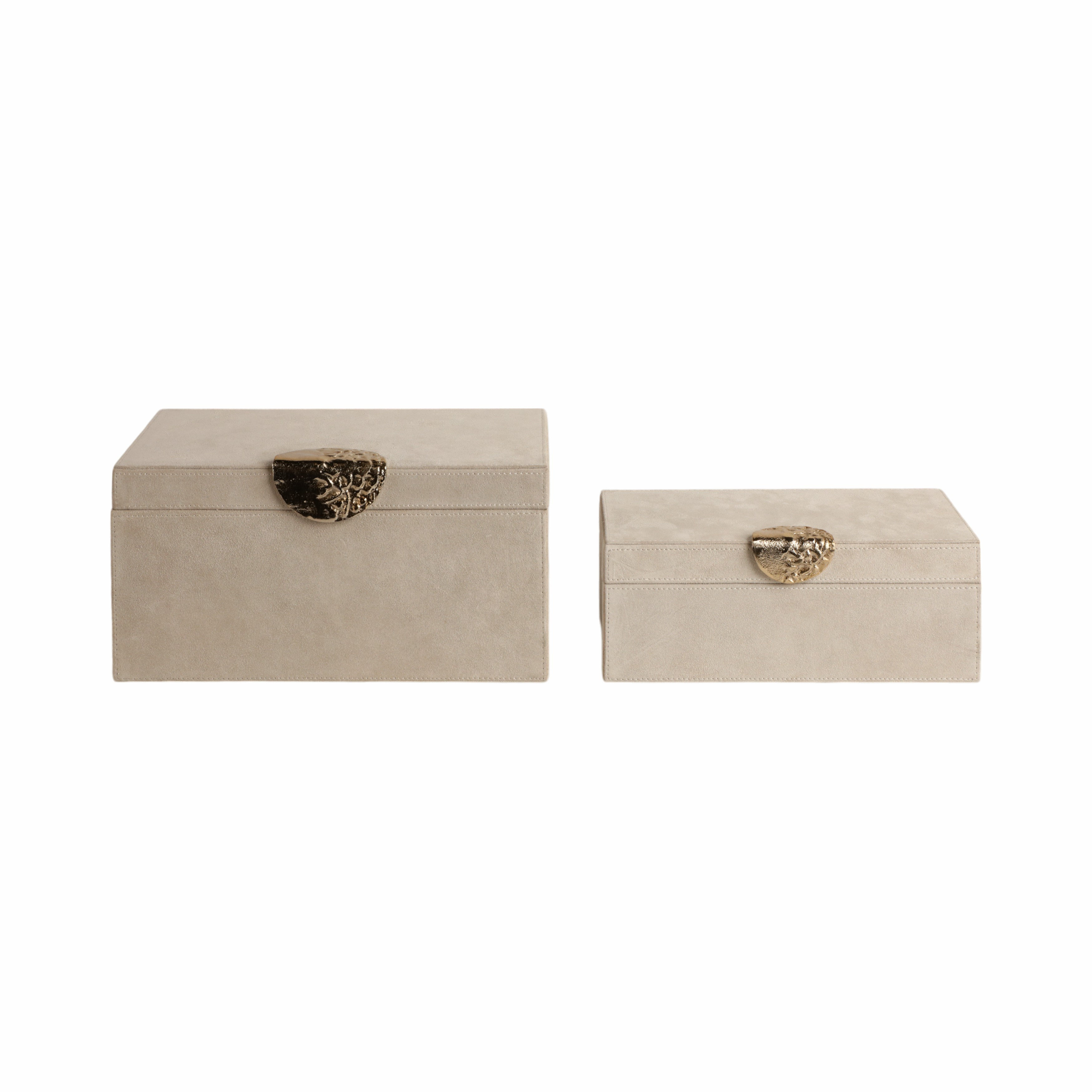 Everly Quinn 2-Pieces Chapin Suede Boxes With Metak Hardware | Wayfair