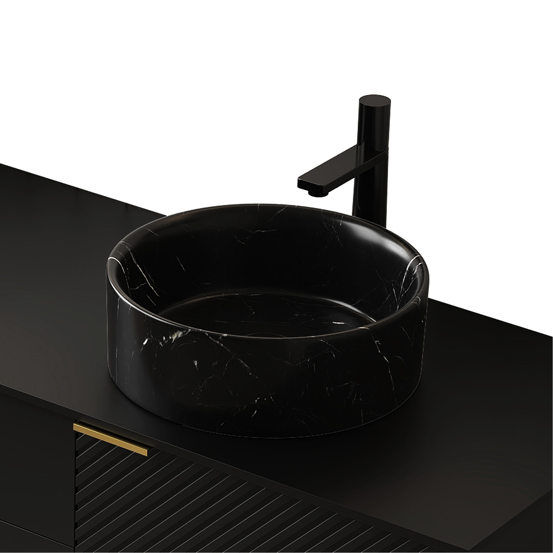 Wrought Studio Round Ceramic 14'' Bathroom Sink, Stone Pattern, Matte ...