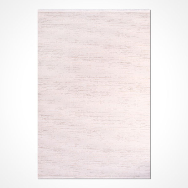 Ebern Designs Maggie White Striped Acrylic Machine Made Rug | Wayfair.co.uk
