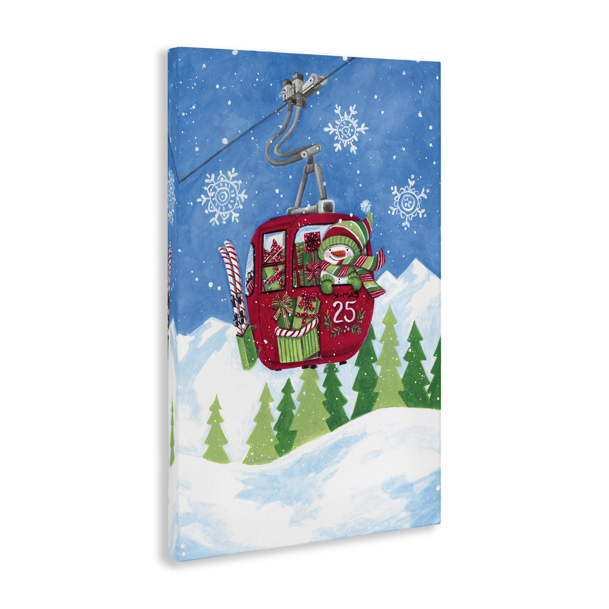 Union Rustic Snowman on Ski Lift Canvas, design by Diane Kater | Wayfair