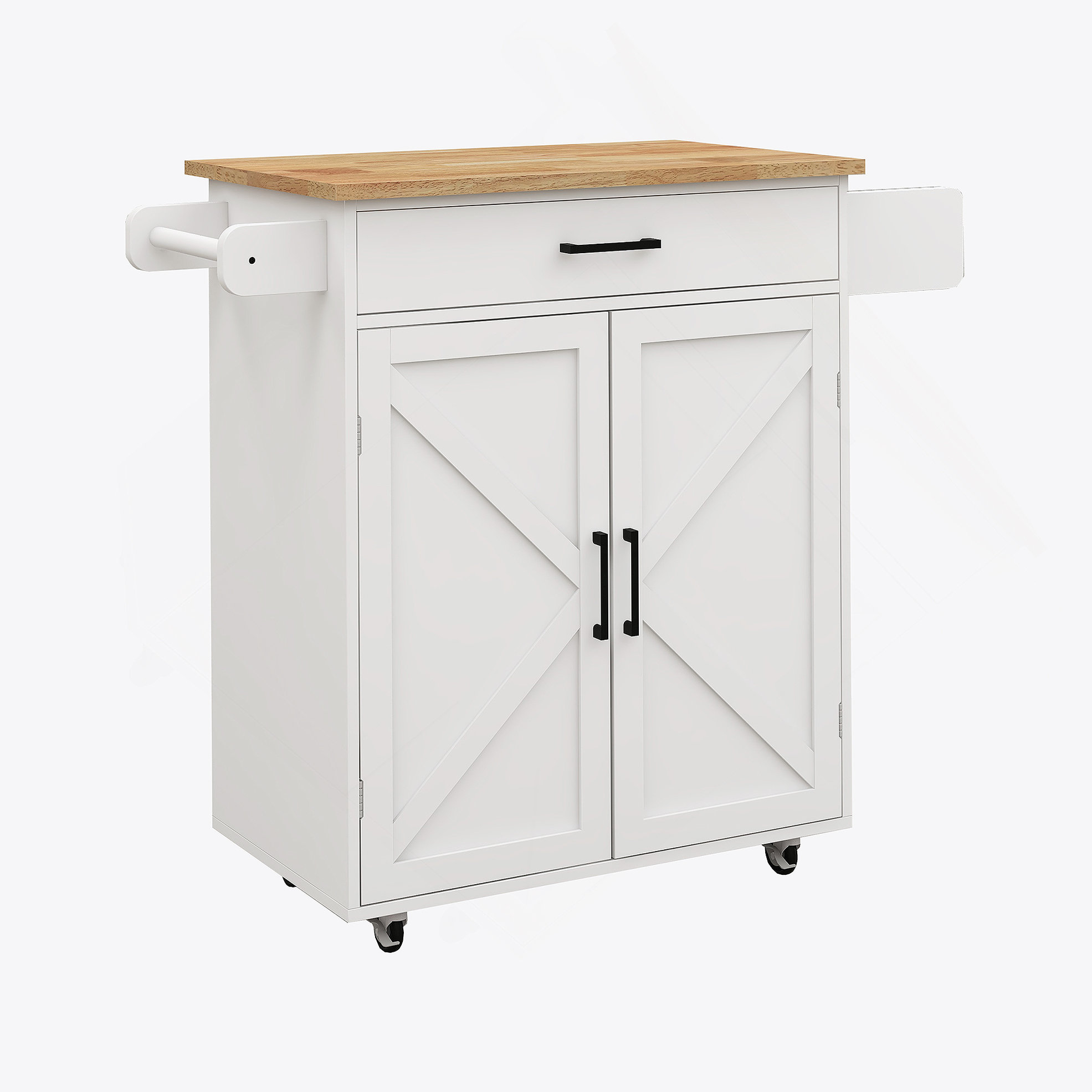 Gracie Oaks Versatile Kitchen Island Rolling Trolley Cart with ...