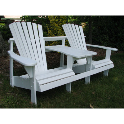 Weathercraft® Double Seater Solid Wood Adirondack Chair with Table ...