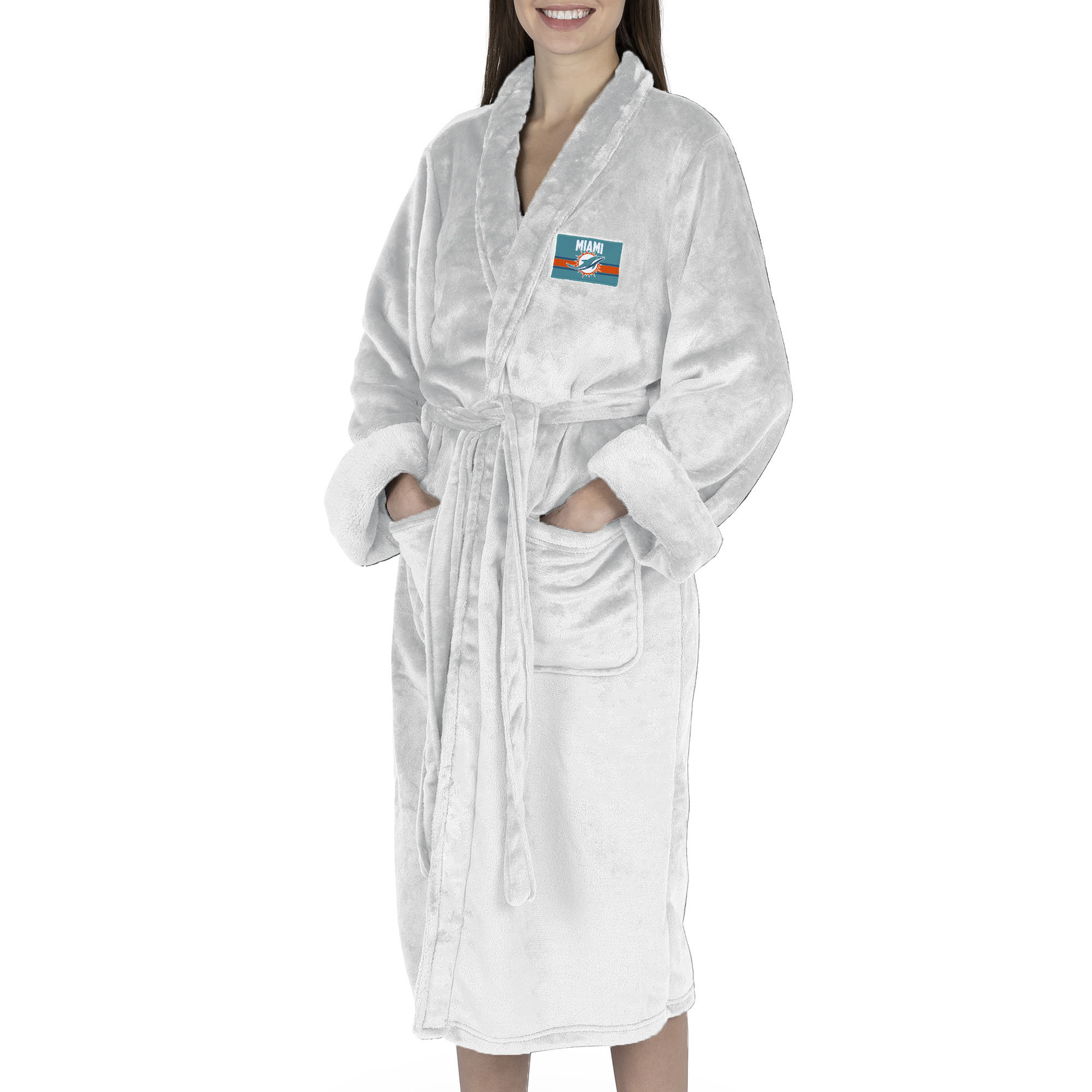 Wildon Home® NFL Miami Dolphins Rollout Silk Touch Robe, Sport Fan ...