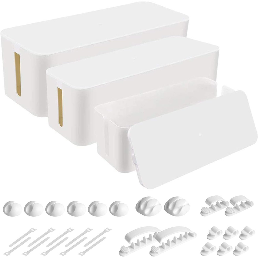 Rebrilliant Black Desk Organizer,Cable Organizer Box,Set of 3 | Wayfair