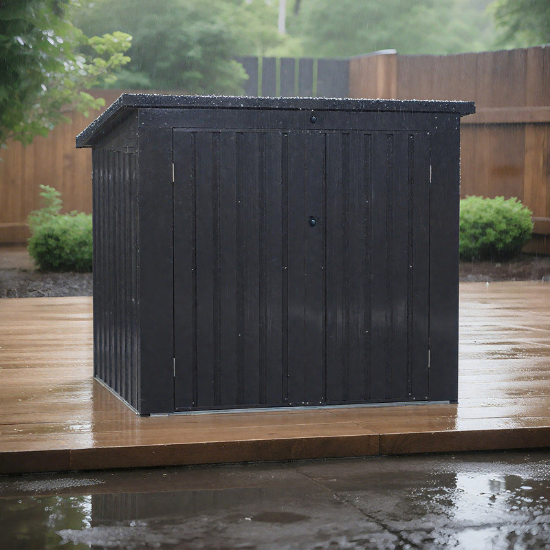 KINWELL Outdoor Galvanized Steel Trash Can Storage Shed | Wayfair