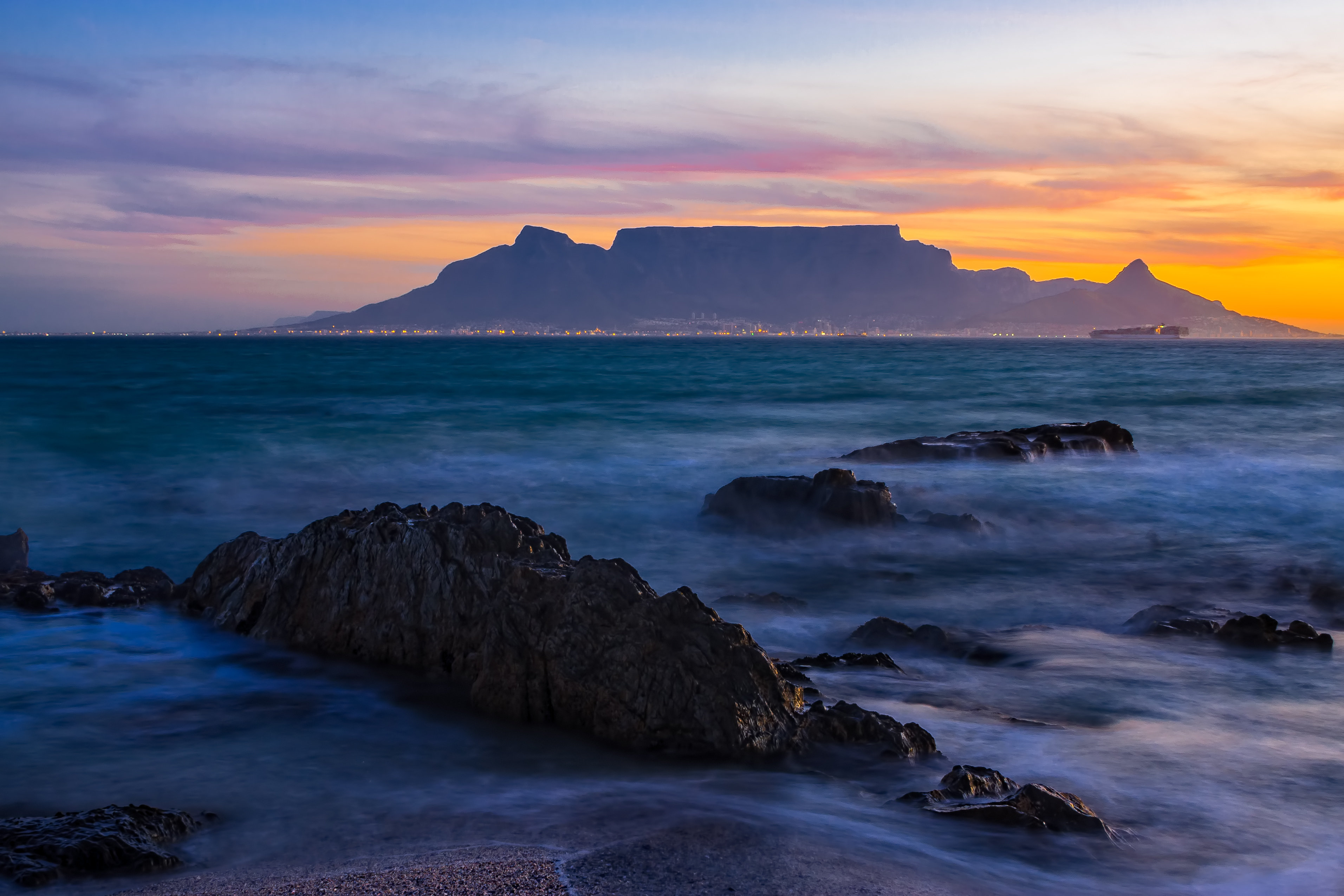 Highland Dunes Table Mountain Sunset by - Wrapped Canvas Print ...