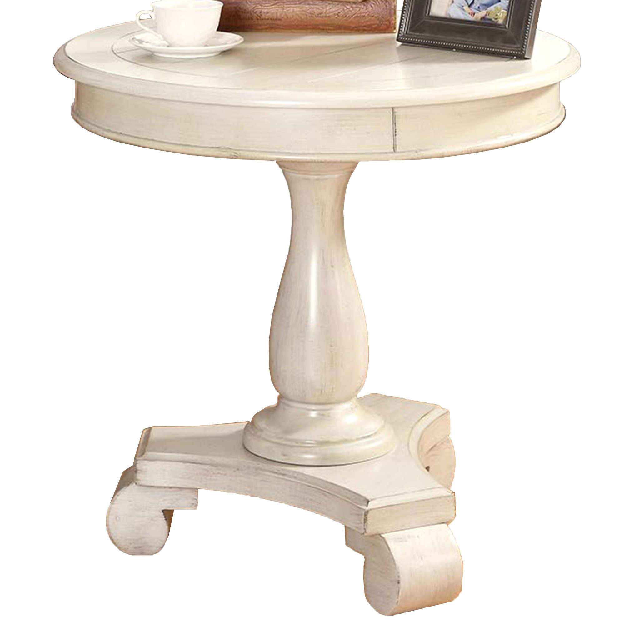 Millwood Pines Graner Round Wood Pedestal Side Table | Wayfair