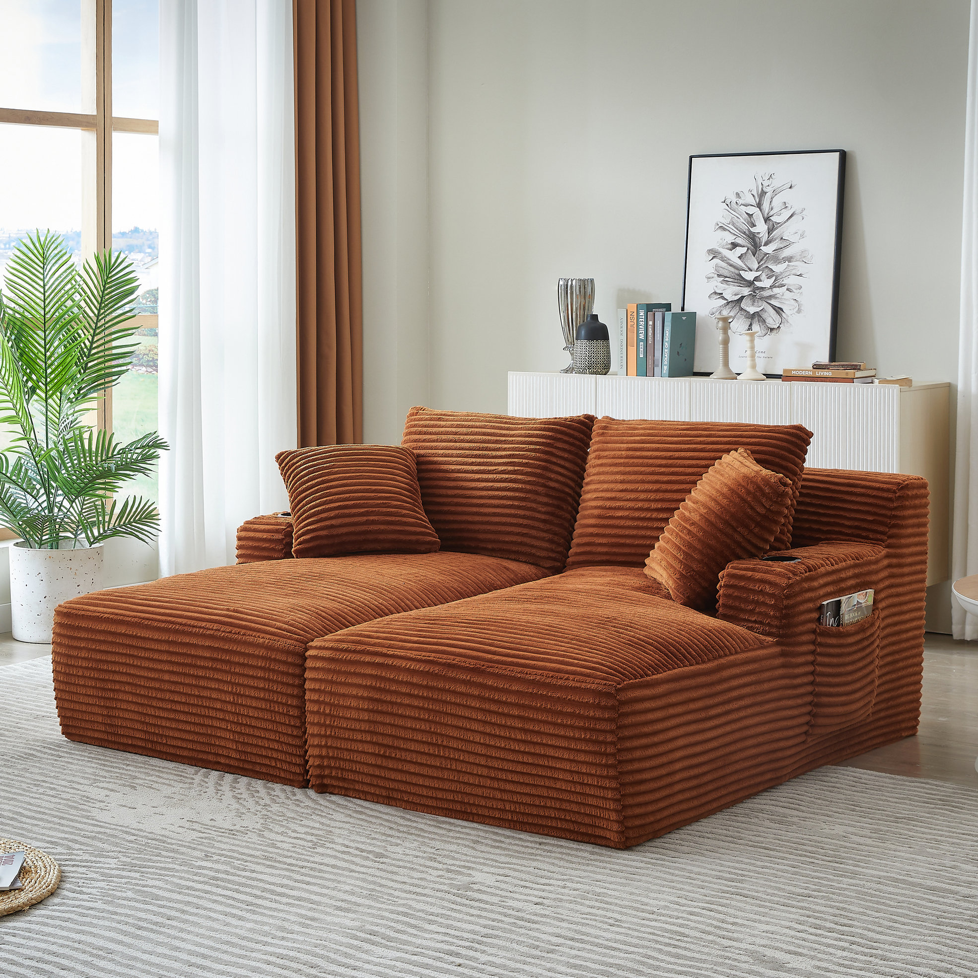 Latitude Run® Compressible 2 - Seat Blue Corduroy Double Chaise Lounge ...