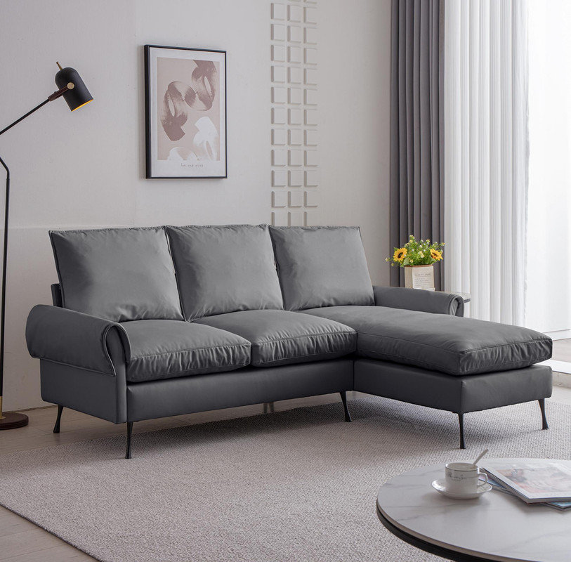 Corrigan Studio® Chic & Functional! Modern Technical Leather L-Shaped ...