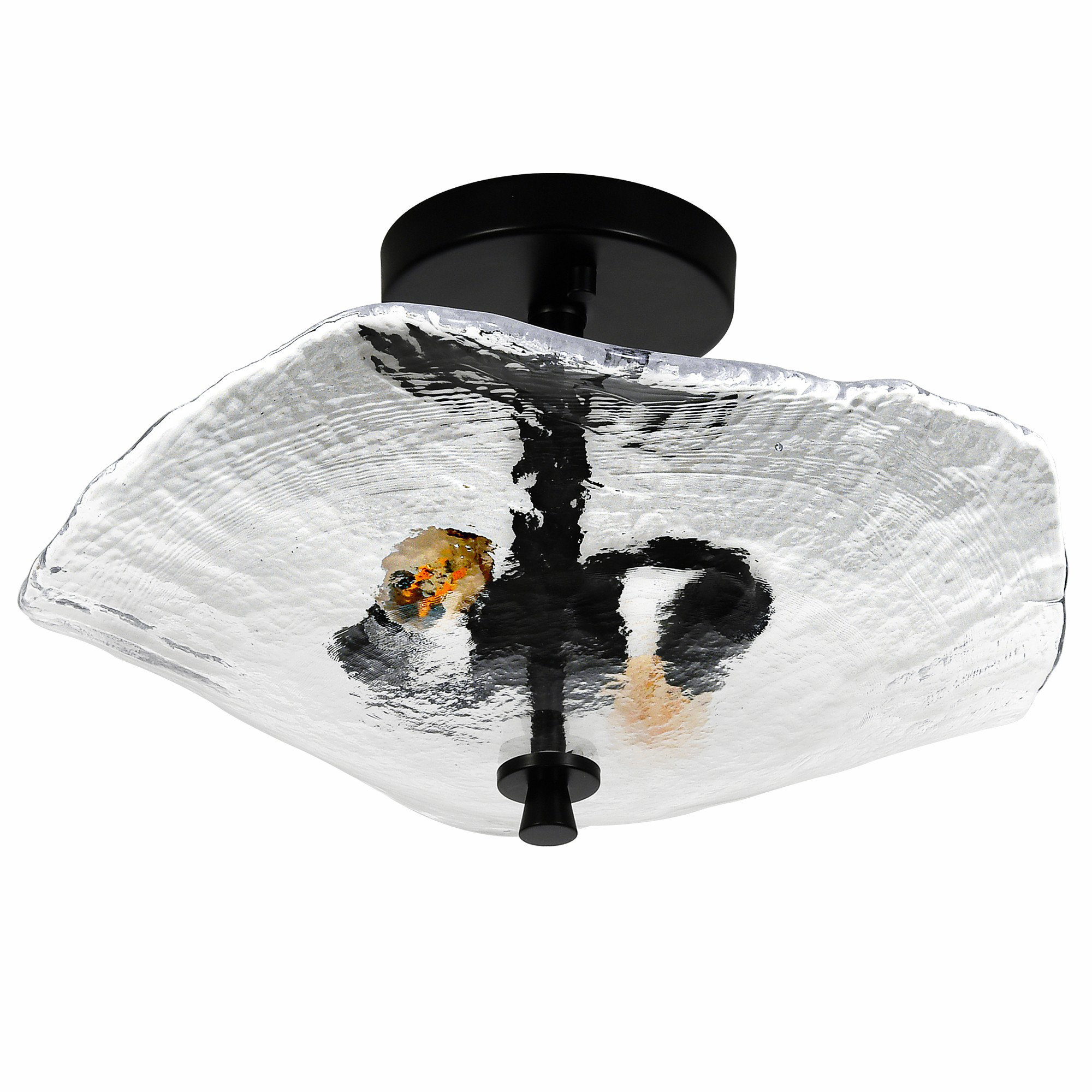 Mercer41 16.5-inch glass semi-recessed ceiling light fixture with dual ...