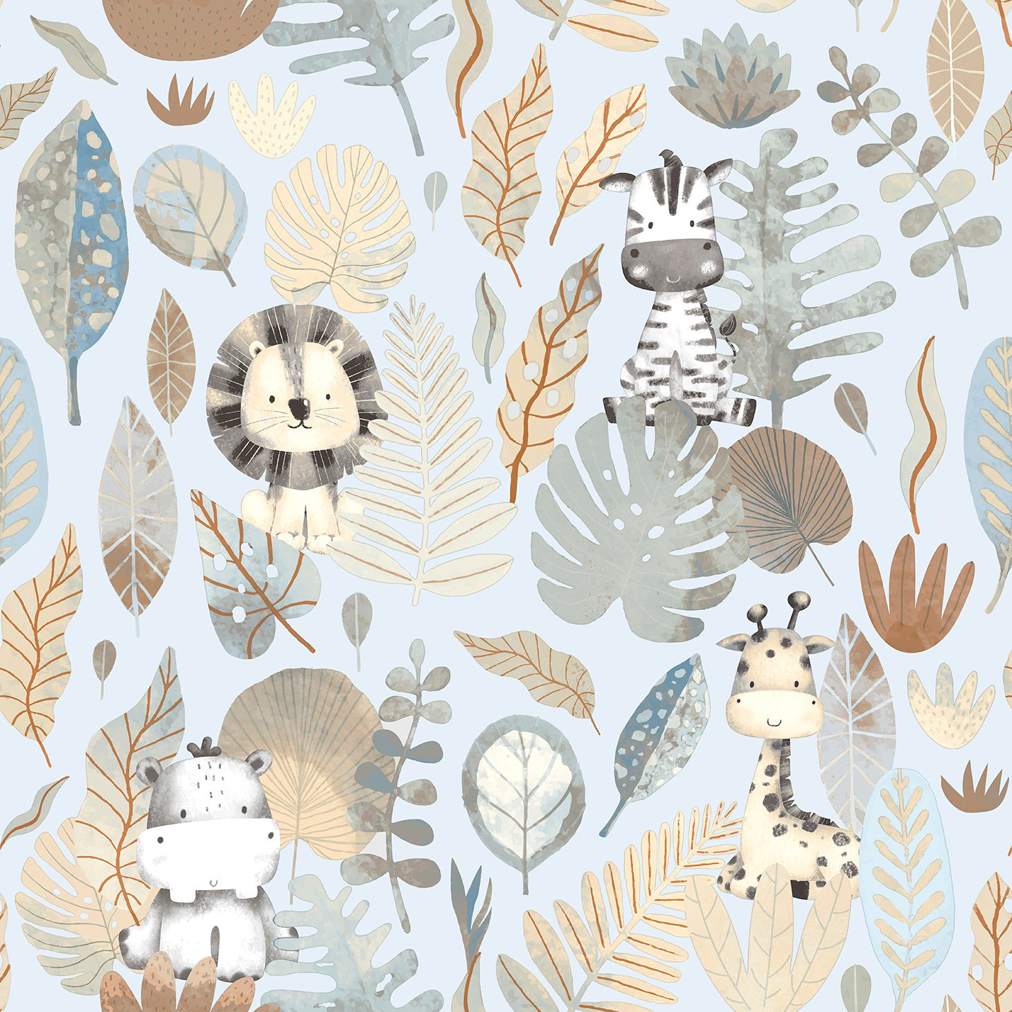 Galerie Wallcoverings Little Explorers 2 Savannah Jungle Wallpaper Roll ...