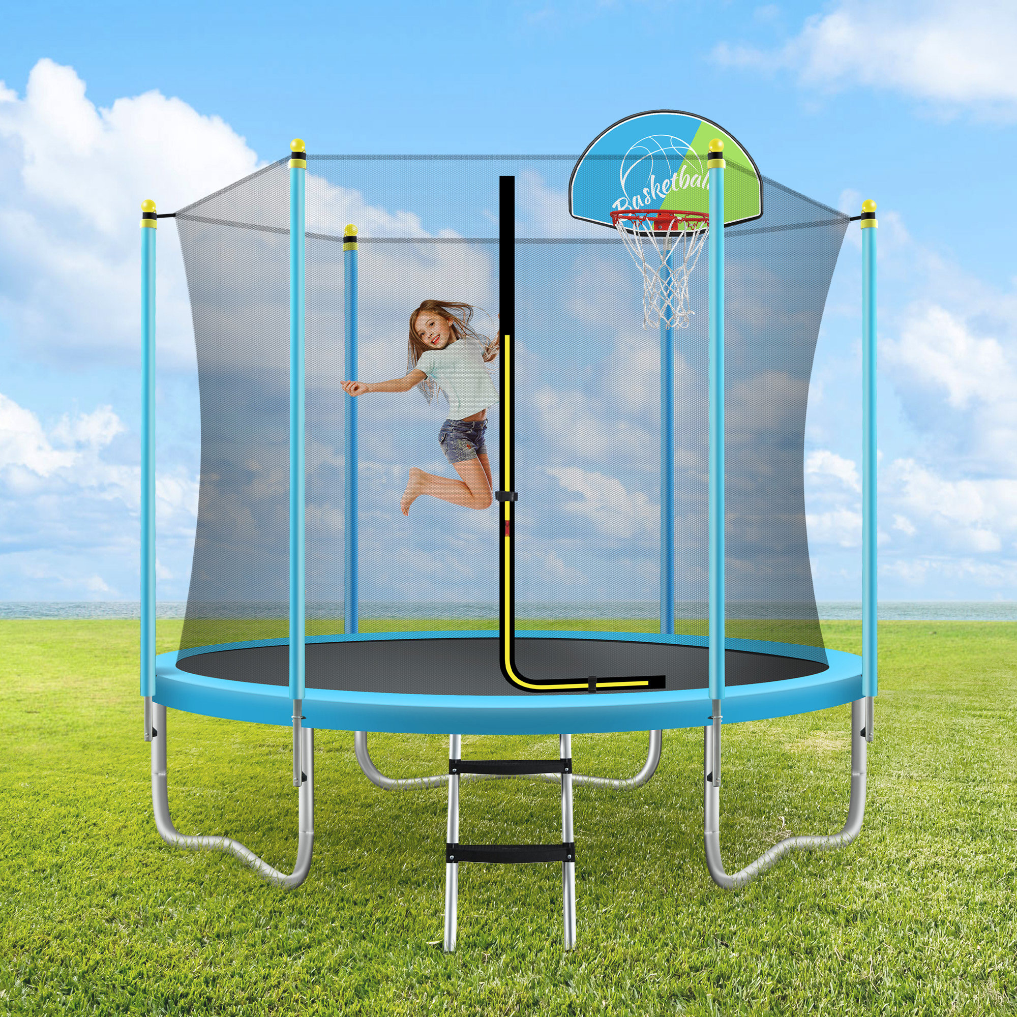 GAMLIF Round Backyard Trampoline with Safety Enclosure | Wayfair