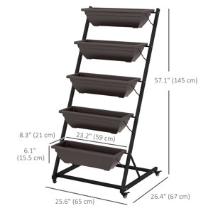Arlmont & Co. Shanteka Vertical Raised Garden Bed with Wheels, 5 ...