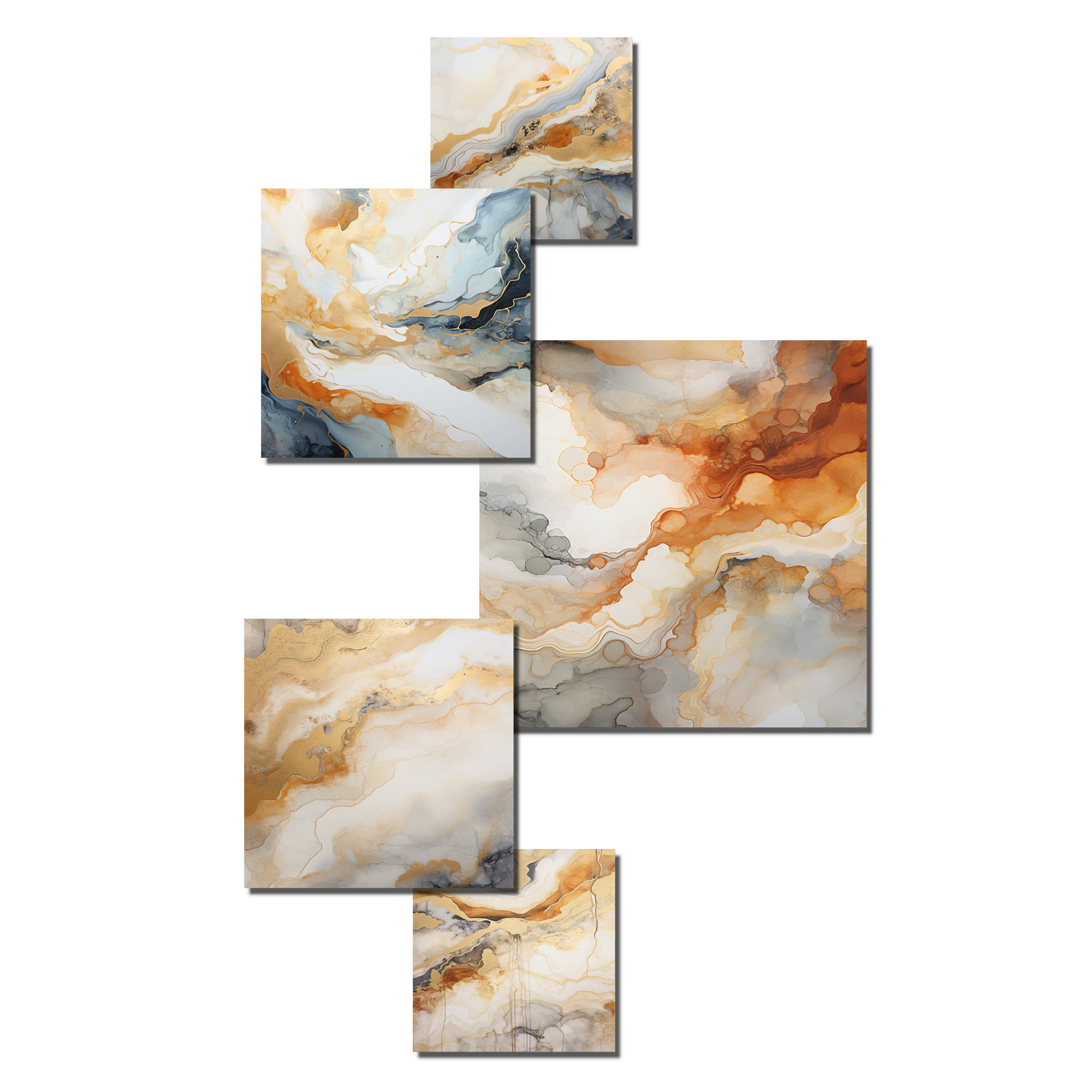 Ivy Bronx Abstract Beige And Gold Geyser Paint - Abstract Shapes Wall ...