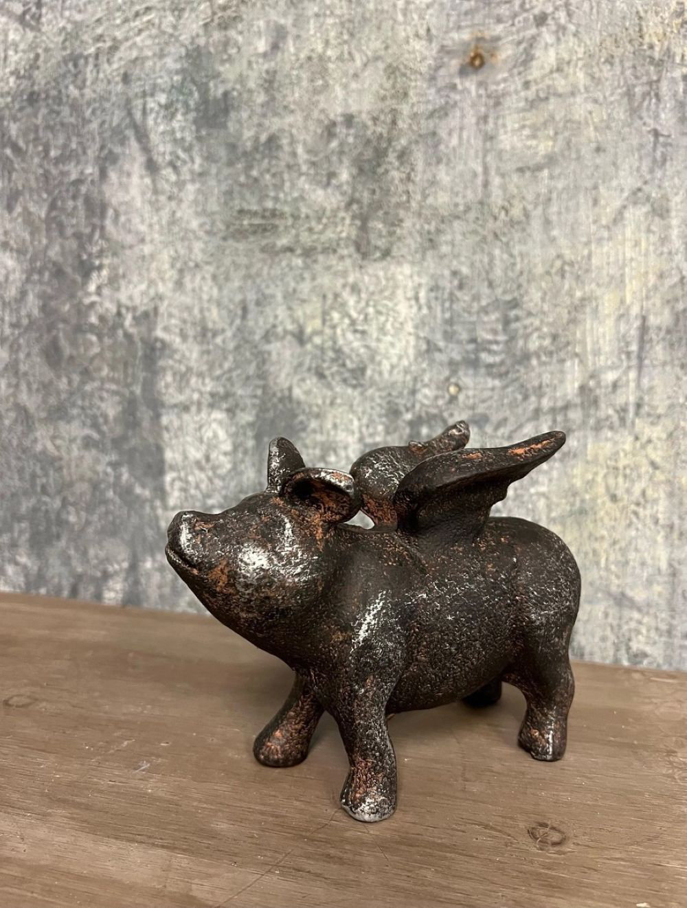 August Grove® Cast Iron Flying Pig | Wayfair